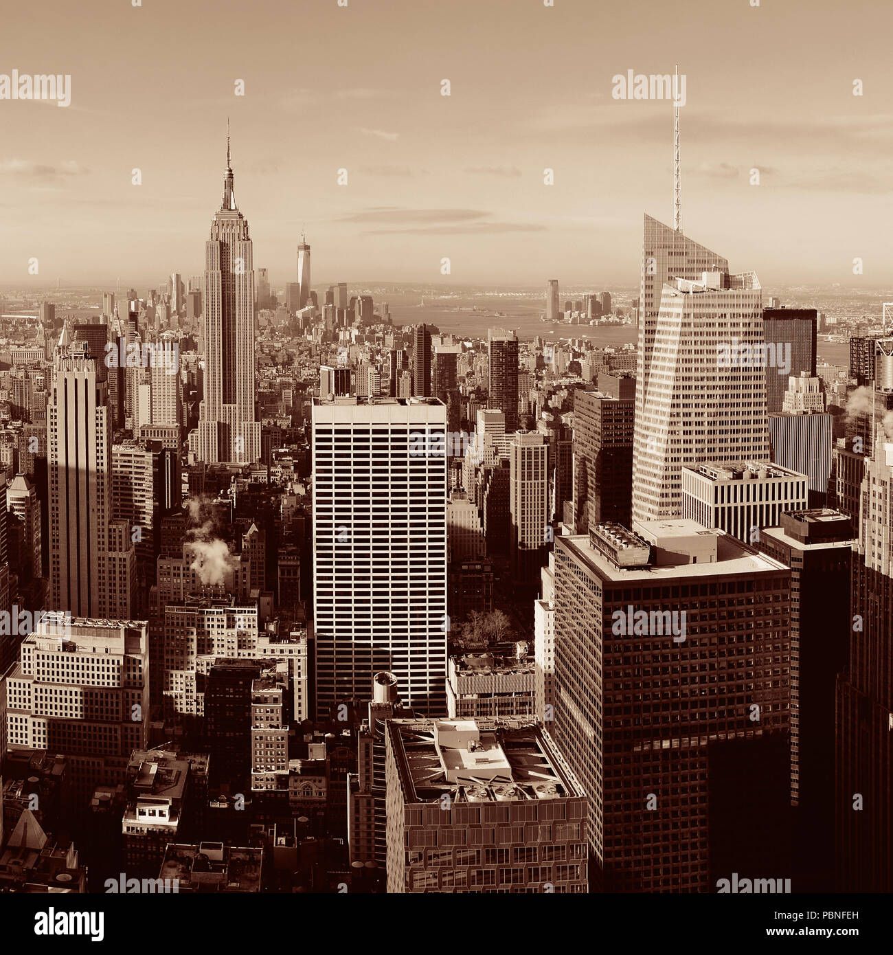New York City skyscrapers rooftop urban view Stock Photo - Alamy