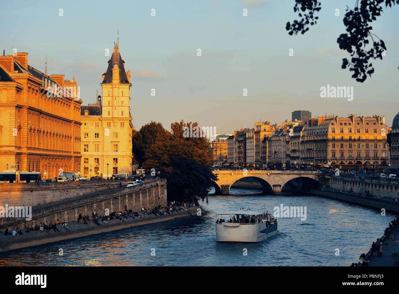 River Seine and historical architecture in Paris, France Stock Photo ...