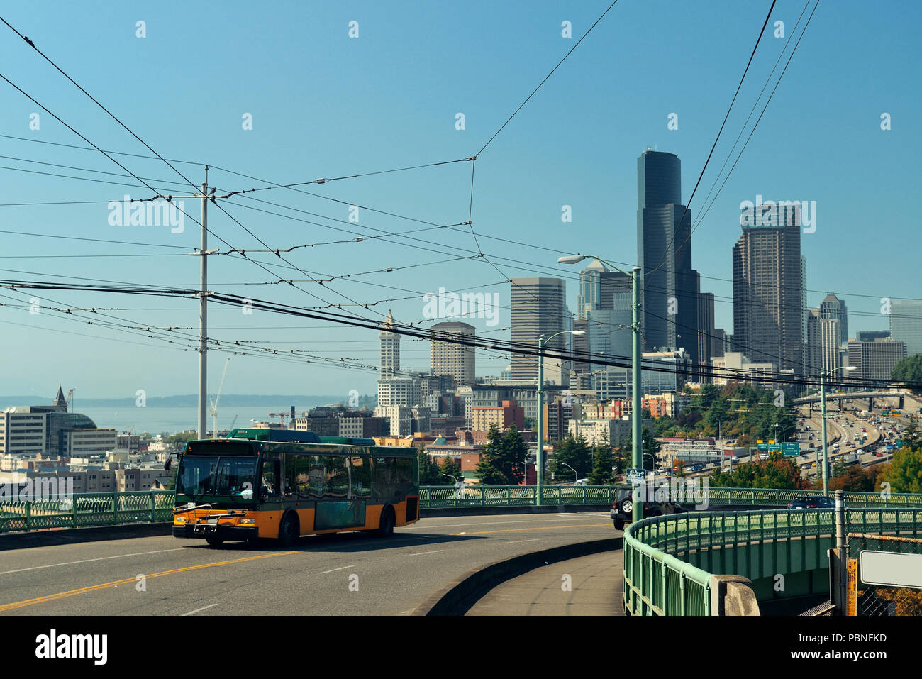 Highway and traffic with Seattle downtown architecture Stock Photo - Alamy