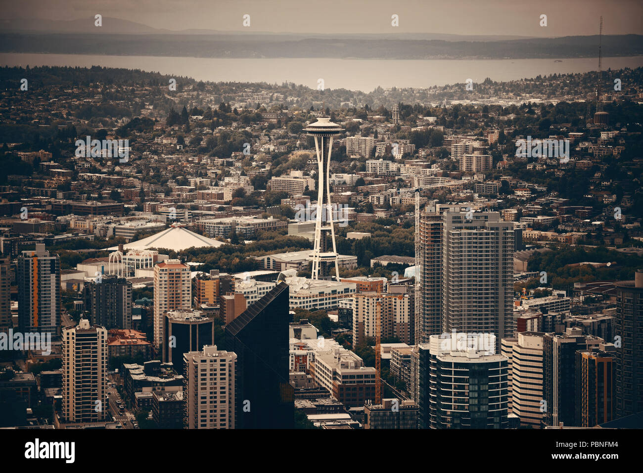 Seattle rooftop panorama view with urban architecture Stock Photo - Alamy