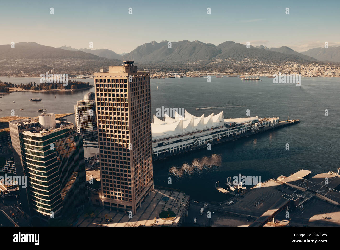 Vancouver rooftop view with urban architecture and city skyline Stock ...