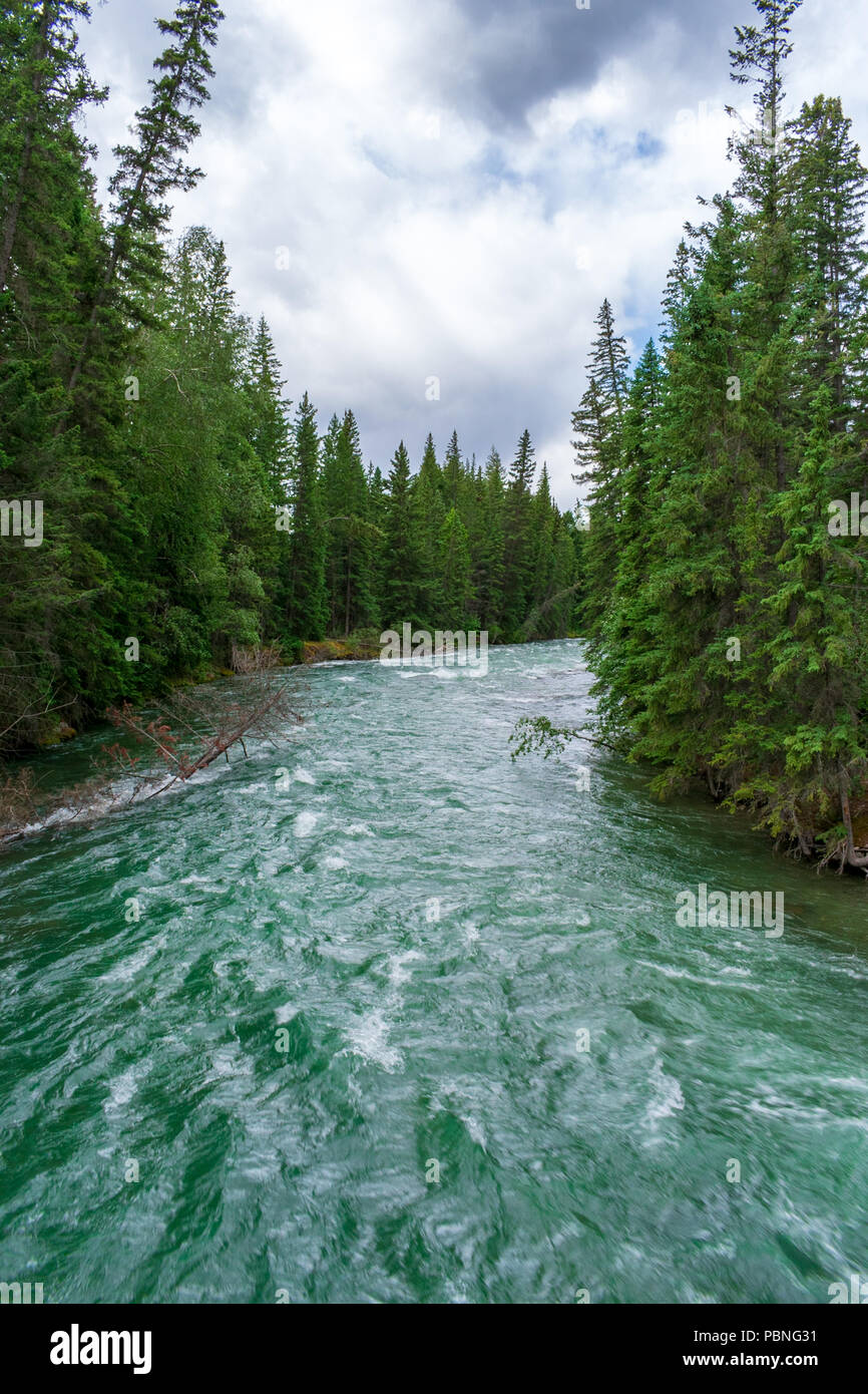 The Maligne River in Jasper National Park, Alberta, Canada Stock Photo ...