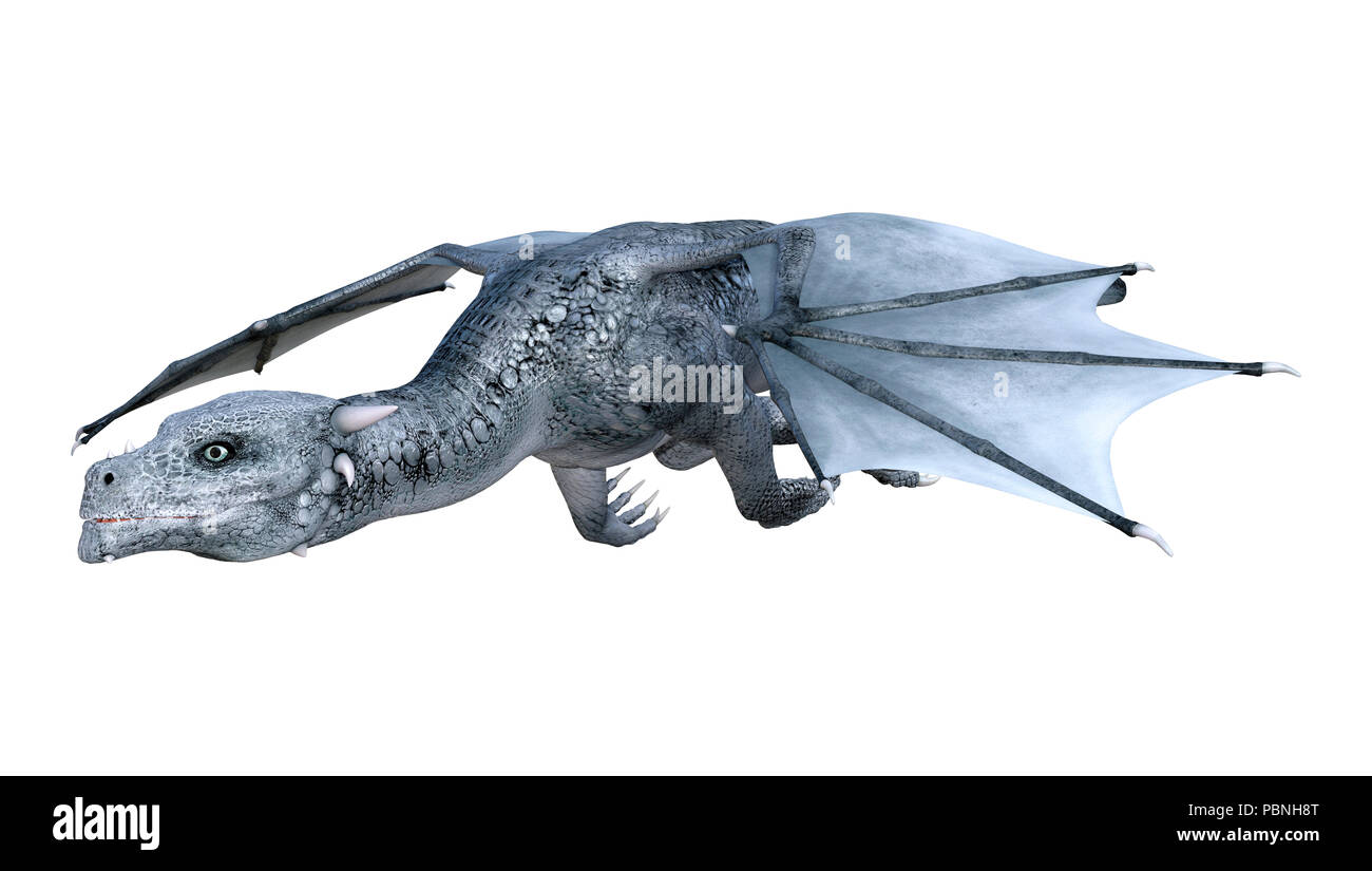 3D rendering of a fantasy dragon whelp isolated on white background ...
