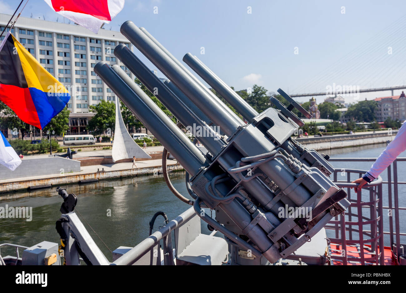 Russian special compact ten-barreled remotely-controlled naval grenade ...