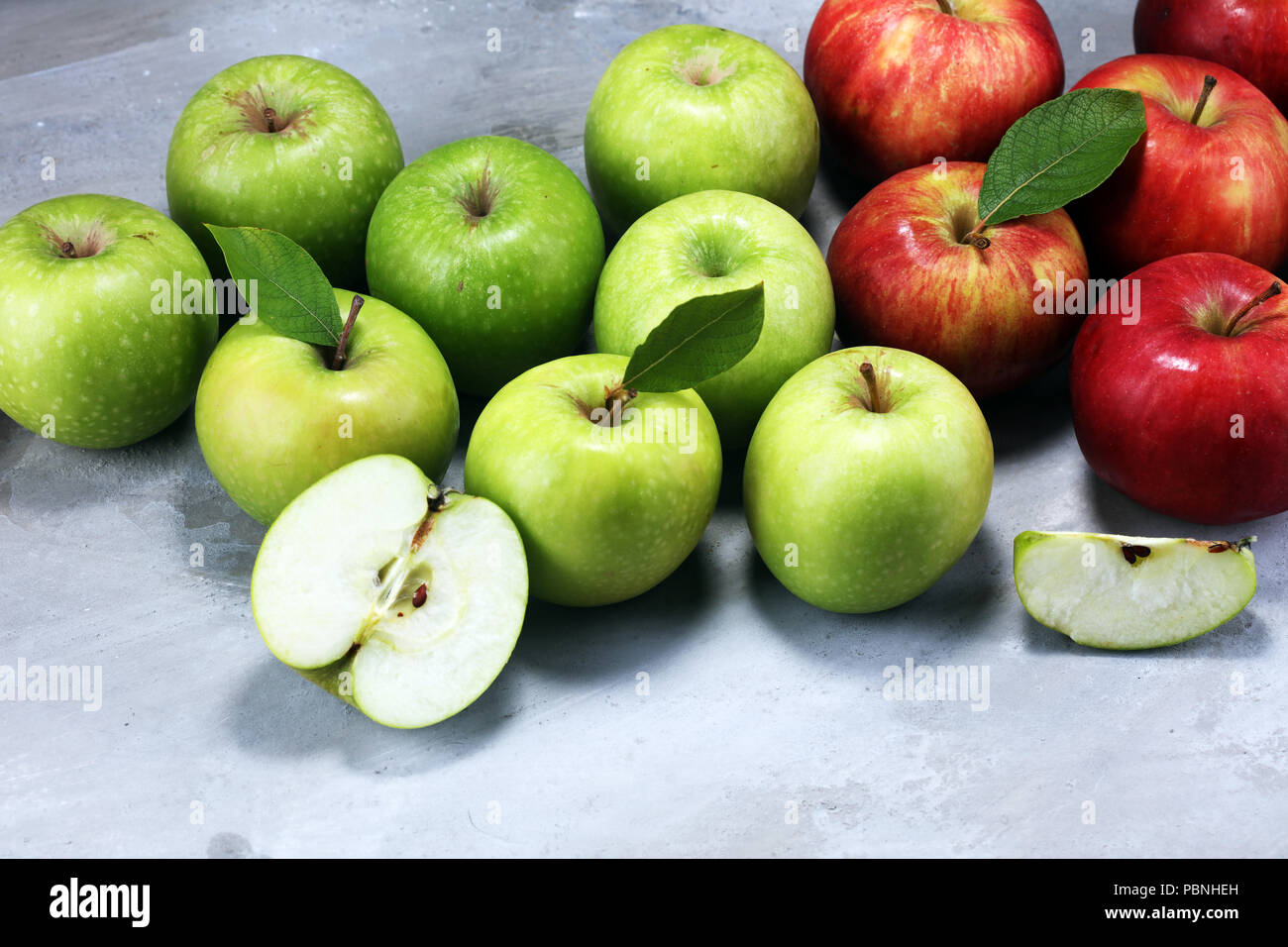Red apples leaves background hi-res stock photography and images - Alamy