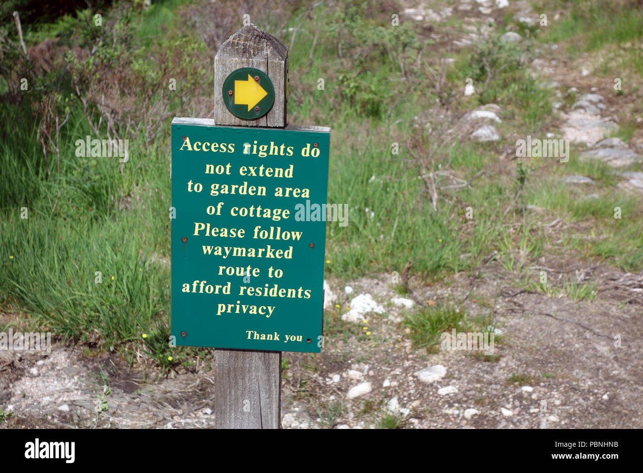 Diverted Path Sign on the Footpath to the Scottish Mountain Corbett ...