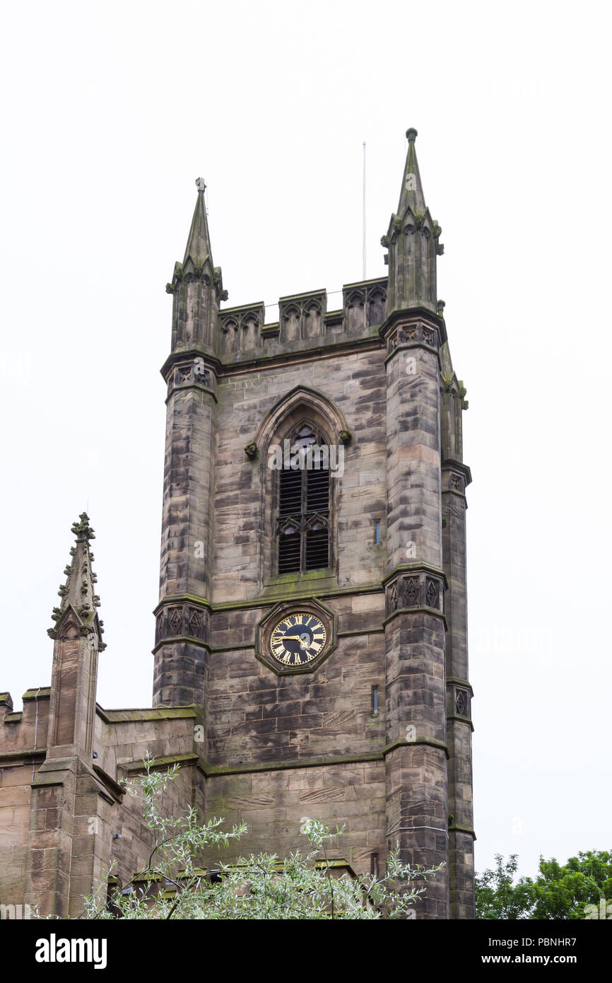 The bell tower of Stoke Minster in Stoke-On-Trent, England. The minster ...