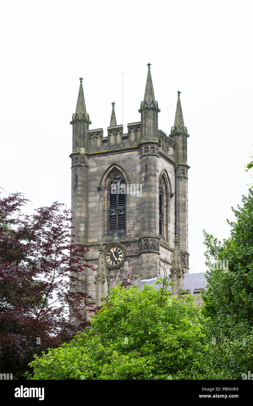 The bell tower of Stoke Minster in Stoke-On-Trent, England. The minster ...