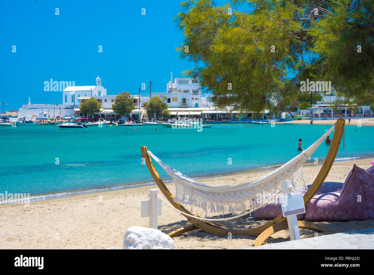 Picturesque traditional fishing village of Pollonia in Milos island ...