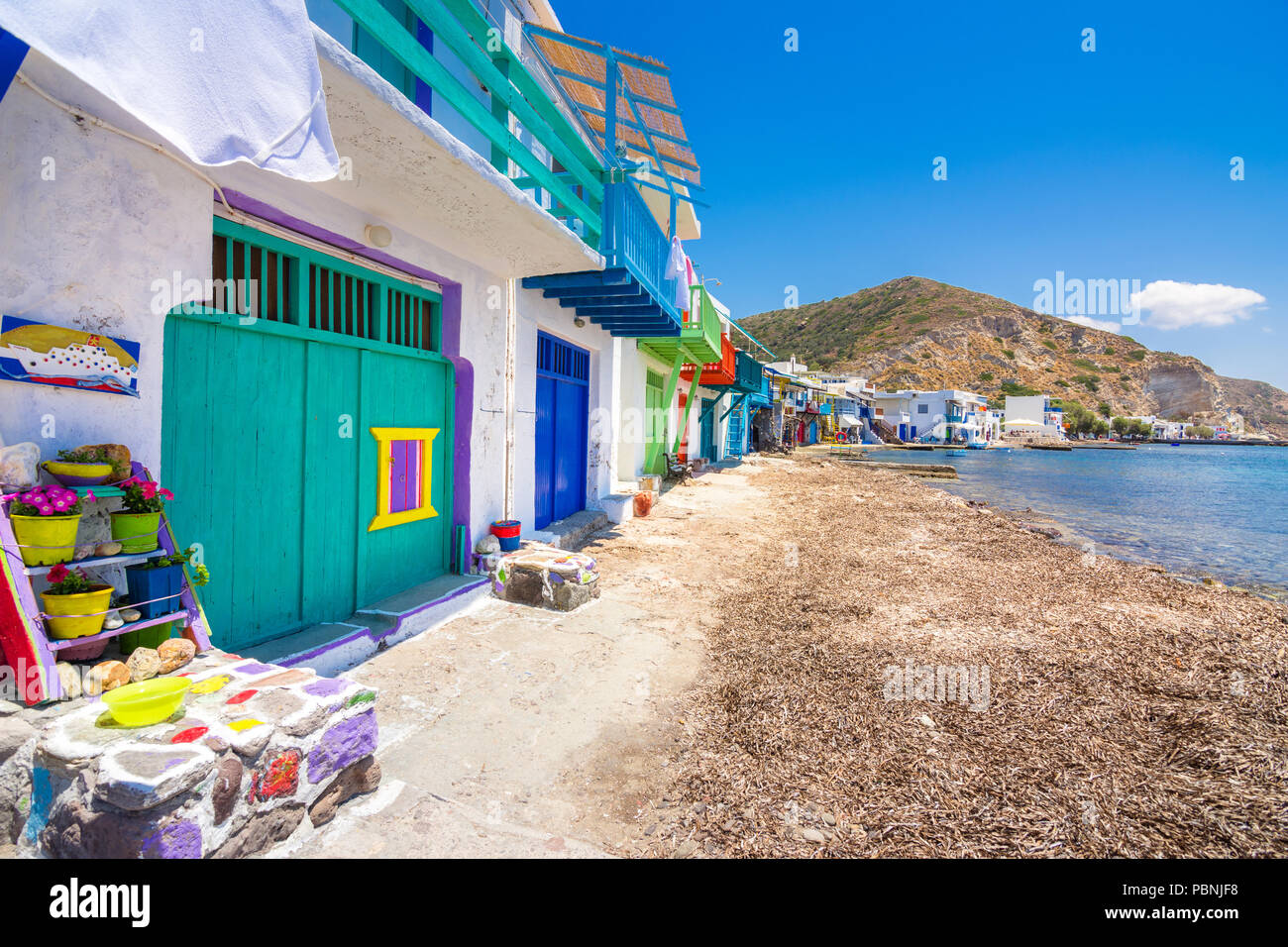 Klima village (traditional Greek village by the sea, the Cycladic-style ...