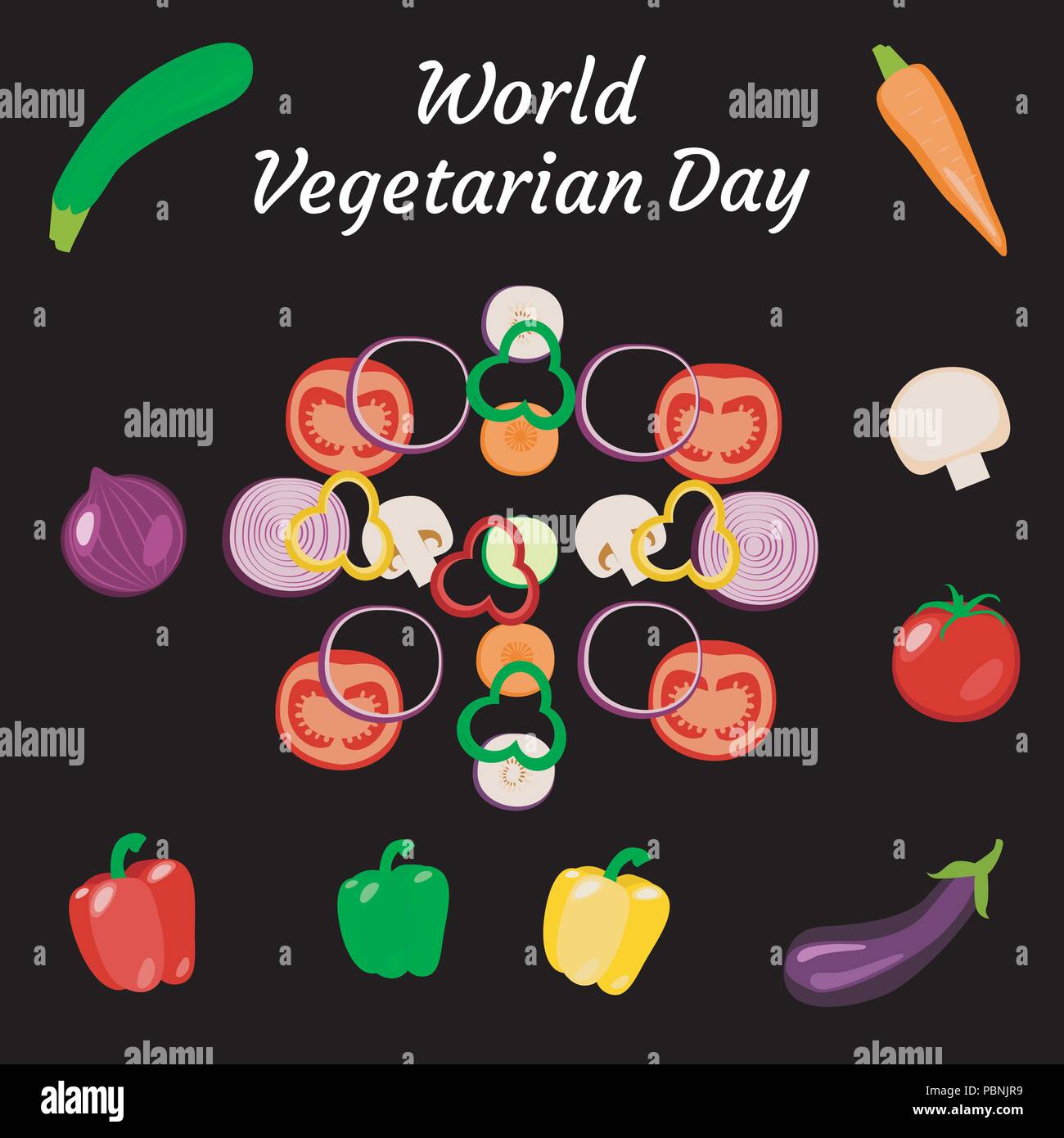 World Vegetarian Day. Food event concept. Vegetables - whole and sliced ...