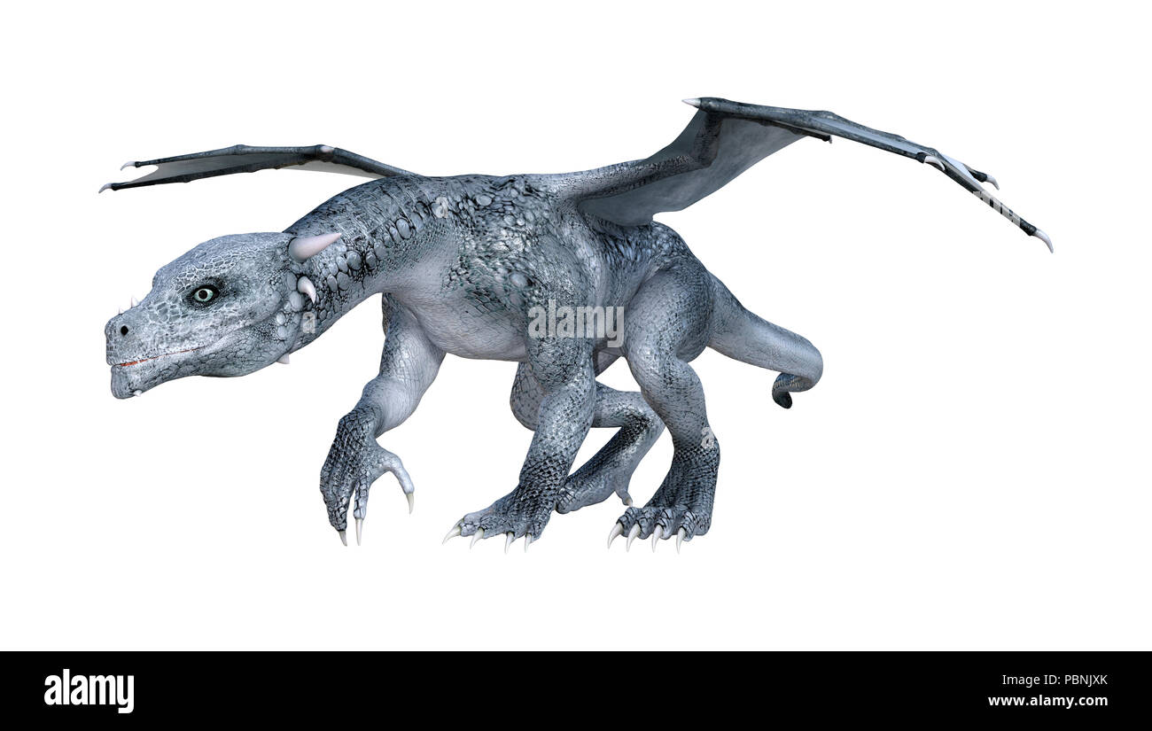 3D rendering of a fantasy dragon whelp isolated on white background ...
