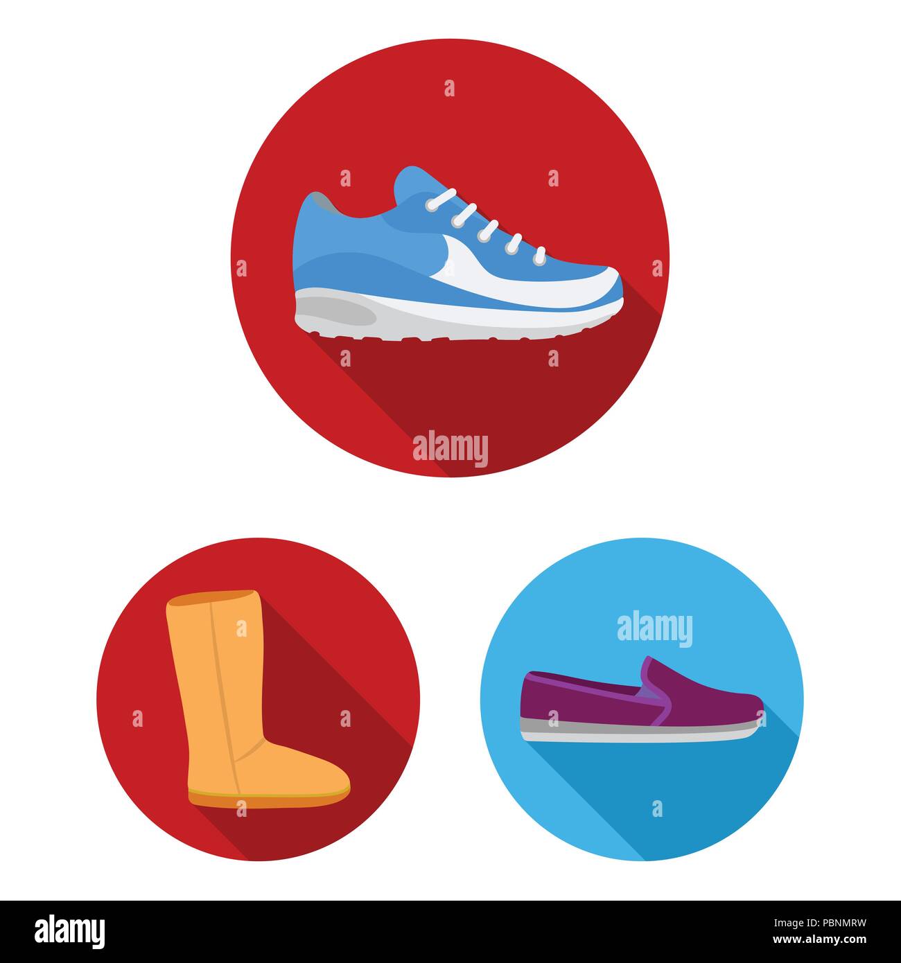 A variety of shoes flat icons in set collection for design. Boot ...