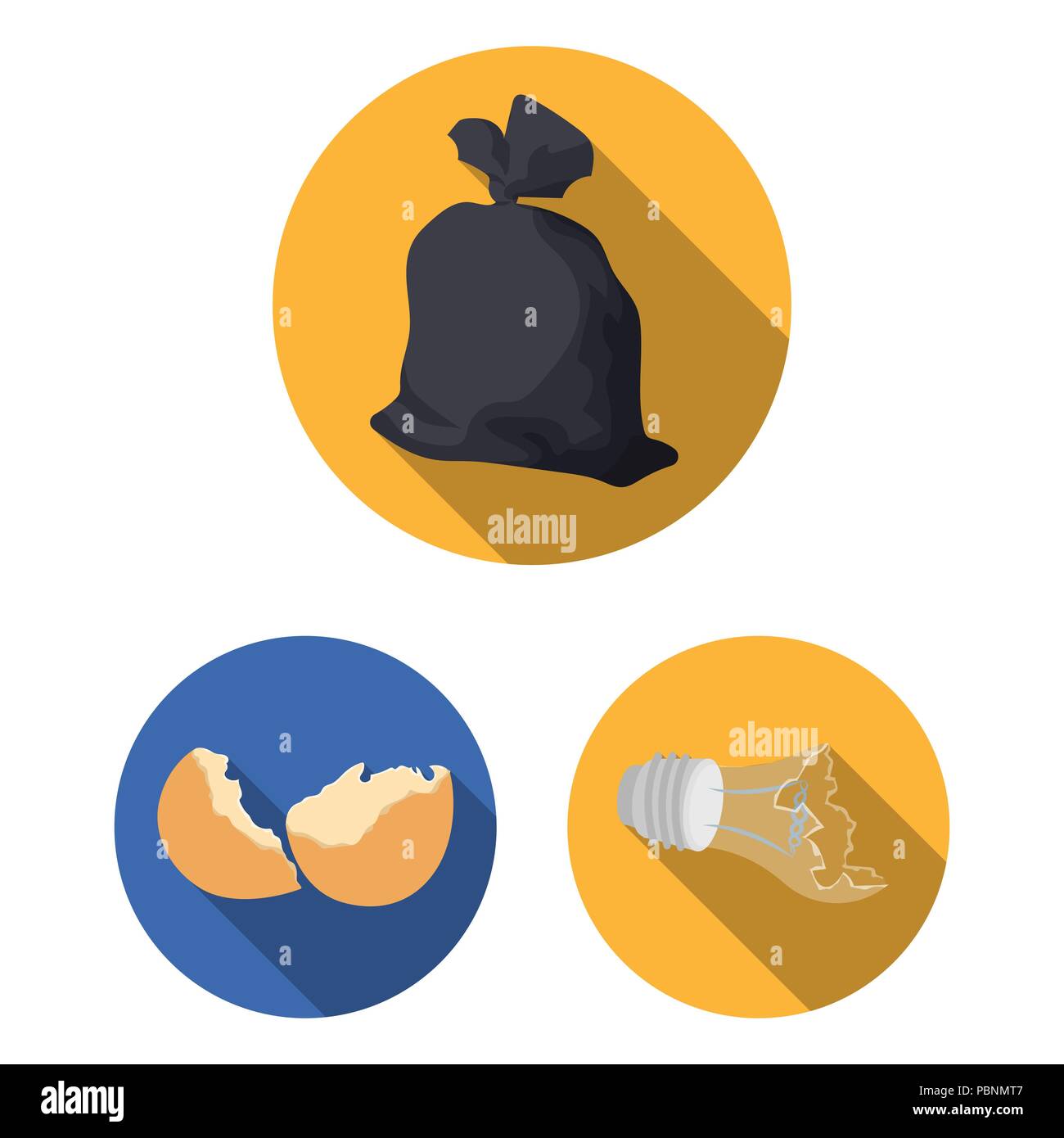 Garbage and waste flat icons in set collection for design. Cleaning ...