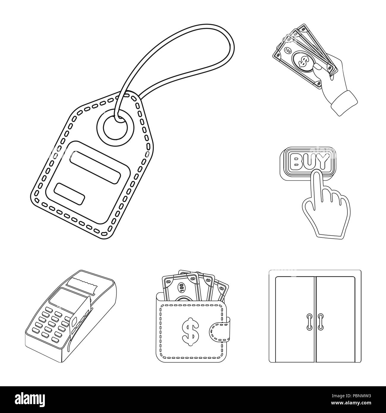 E-commerce, Purchase and sale outline icons in set collection for ...