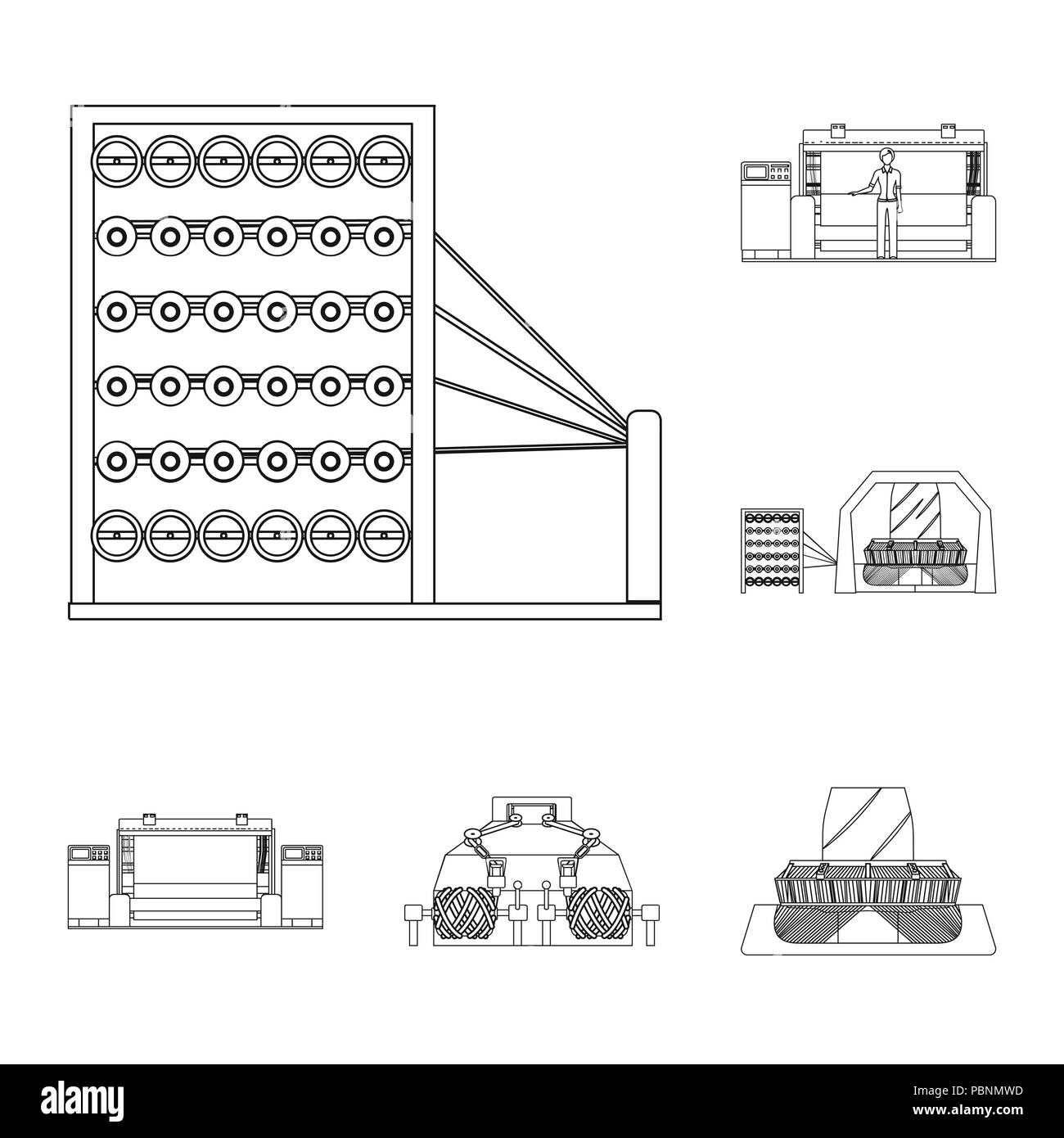 Textile Industry Outline Icons In Set Collection For Design Textile