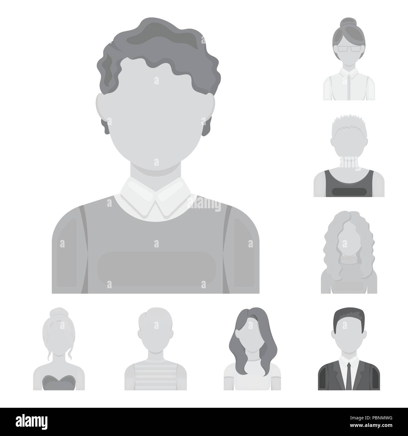 Avatar and face monochrome icons in set collection for design. A person ...