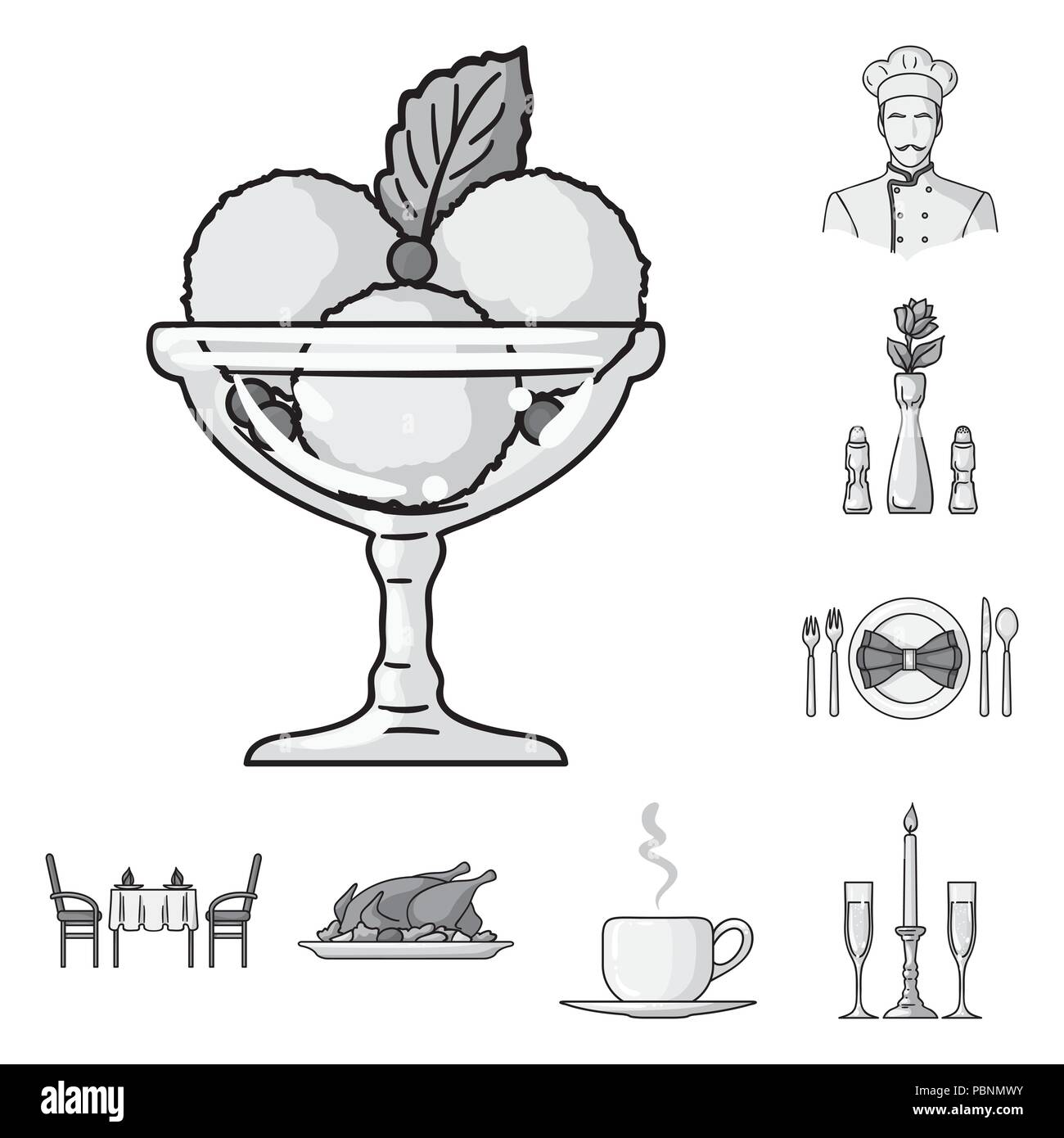 Restaurant and bar monochrome icons in set collection for design ...