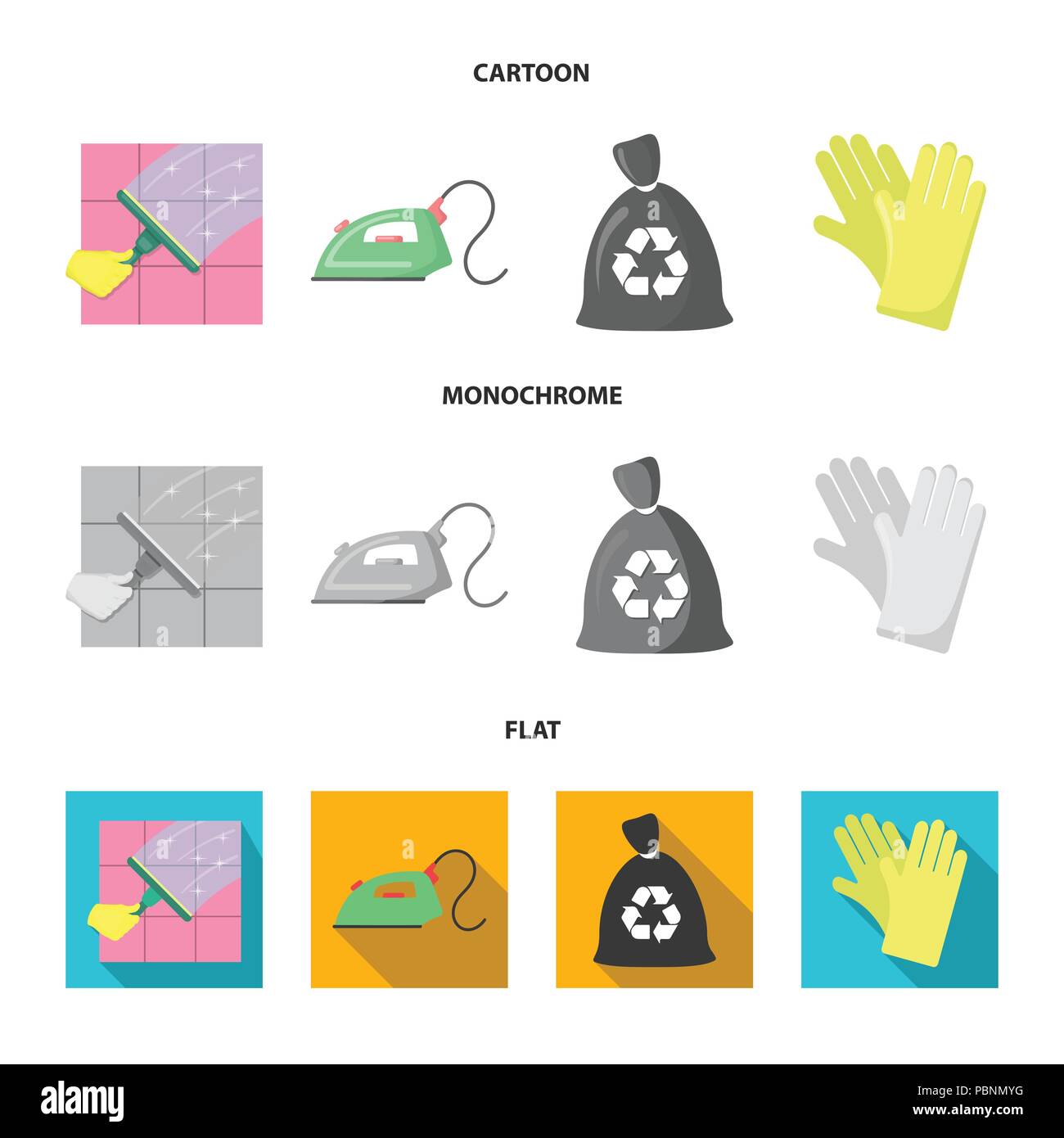Cleaning and maid cartoon,flat,monochrome icons in set collection for ...