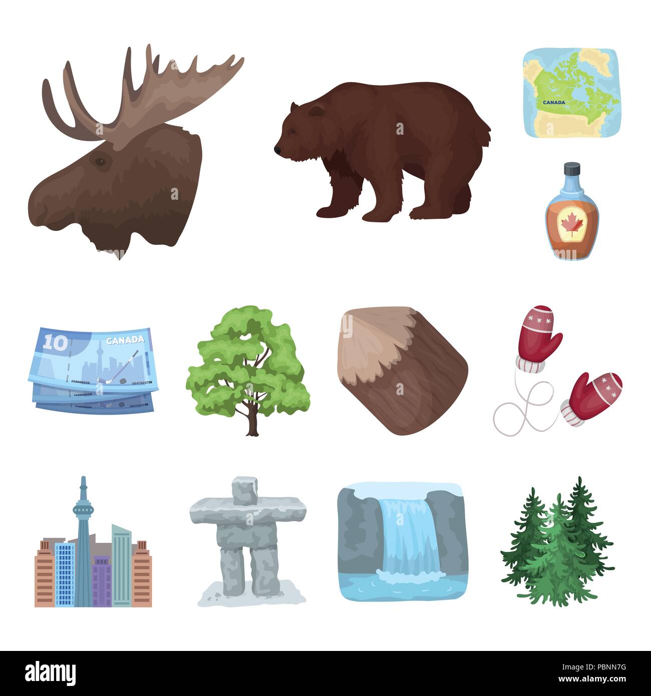 Country Canada cartoon icons in set collection for design. Canada and ...