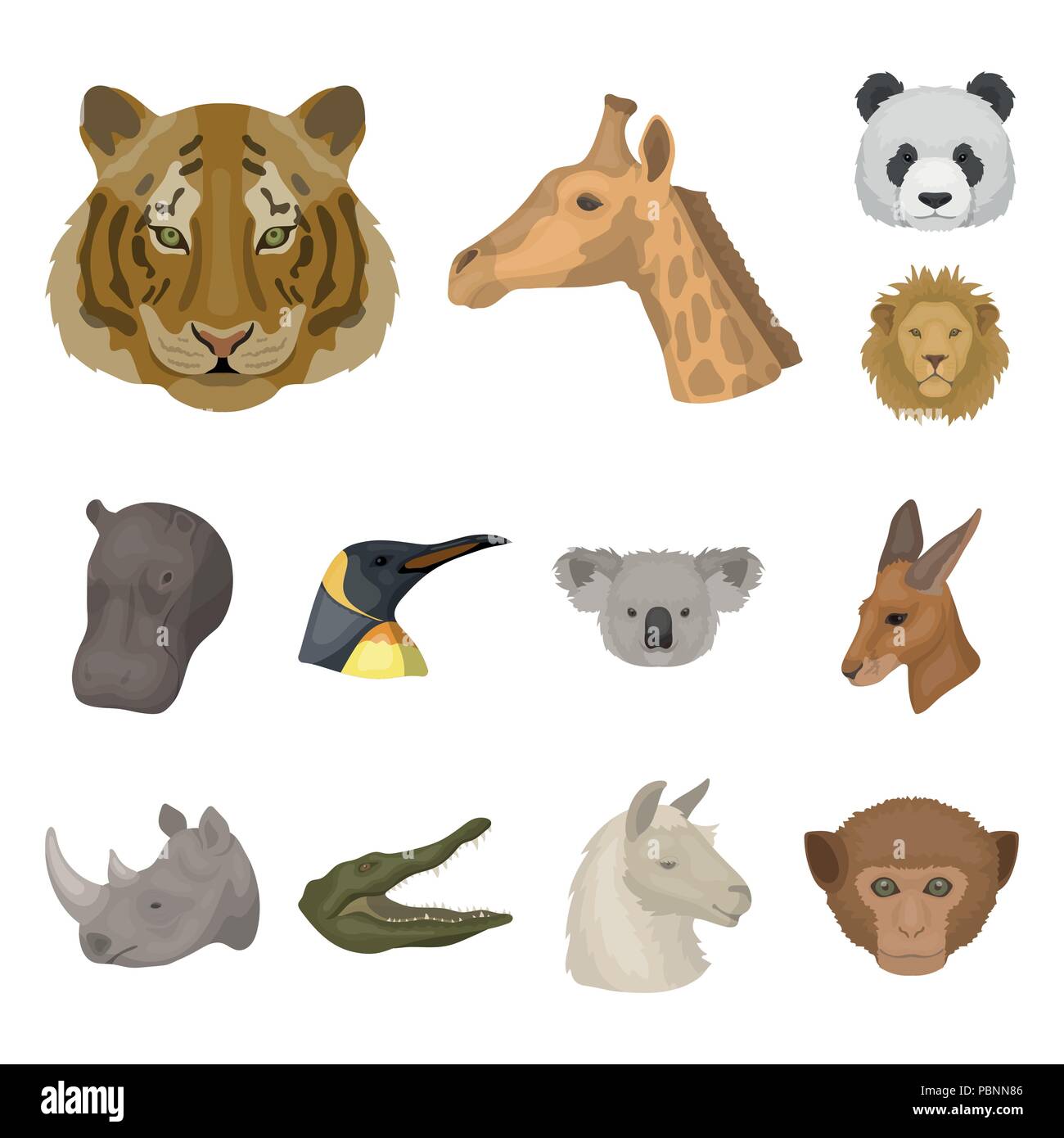 Wild animal cartoon icons in set collection for design. Mammal and bird ...
