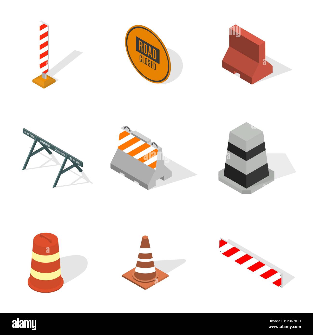 Set of different signs road repairs, isolated on white background ...