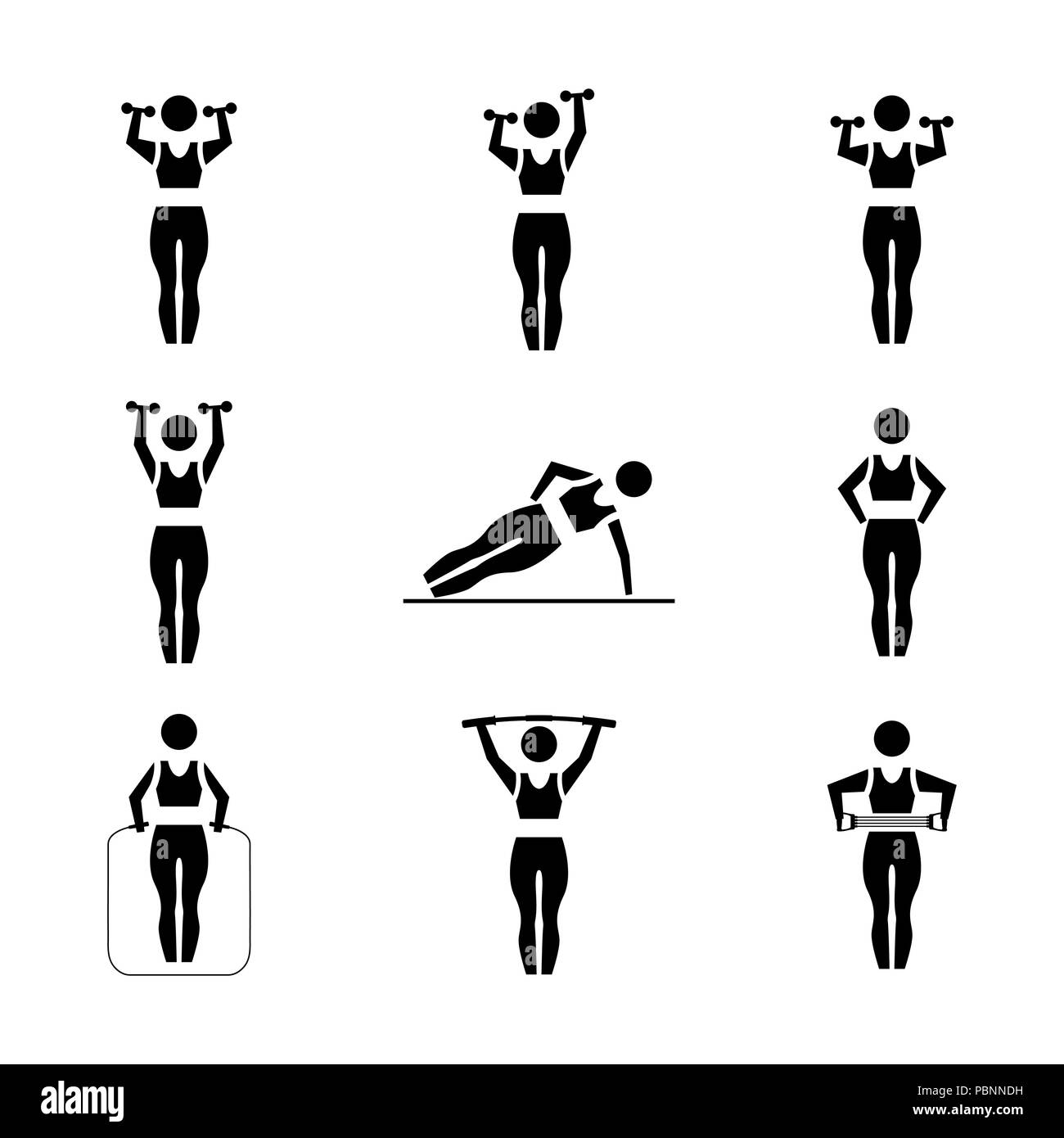 Exercise stick figure set Black and White Stock Photos & Images - Alamy