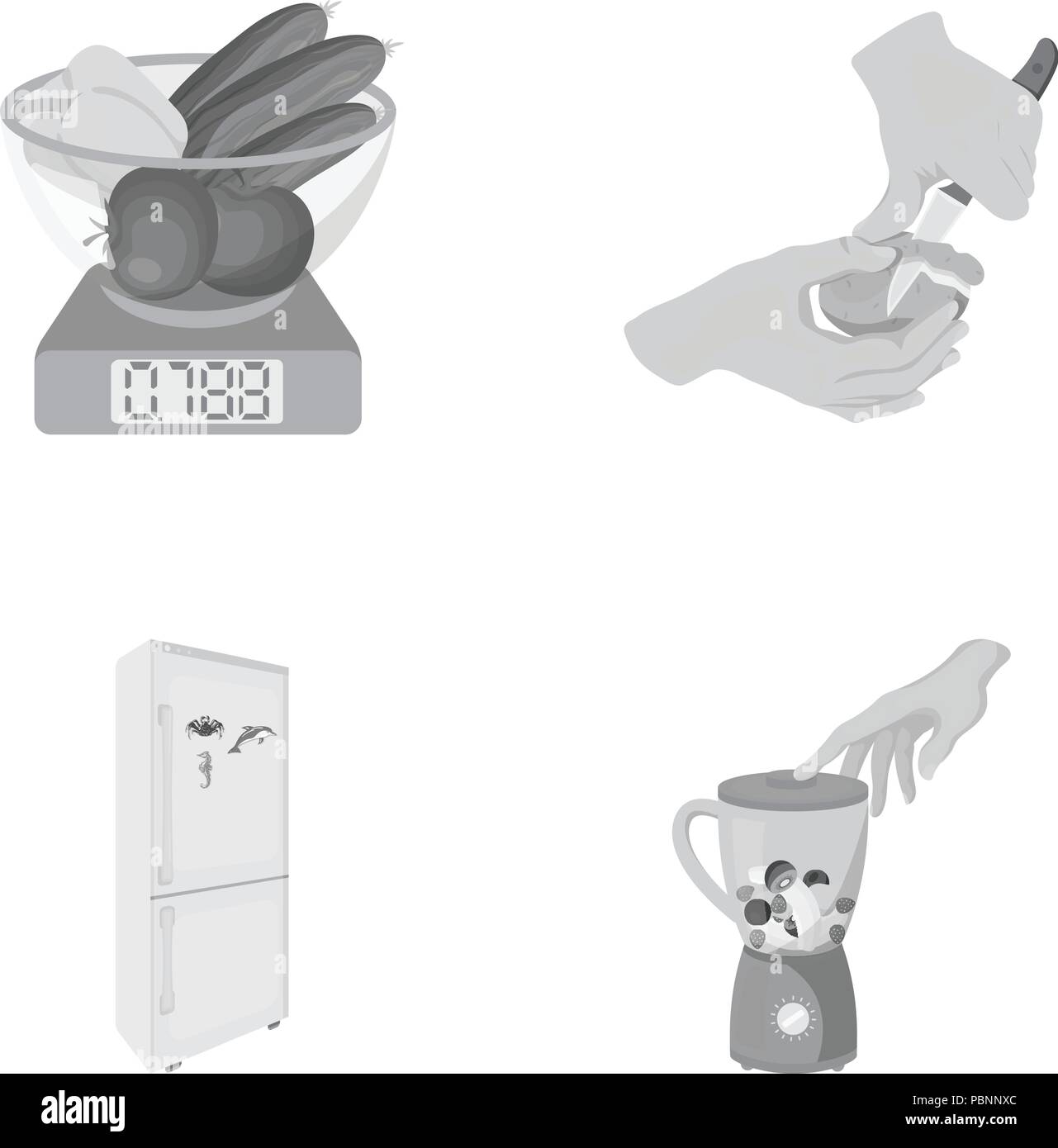 Cooking food cartoon icons in set collection for design. Kitchen ...