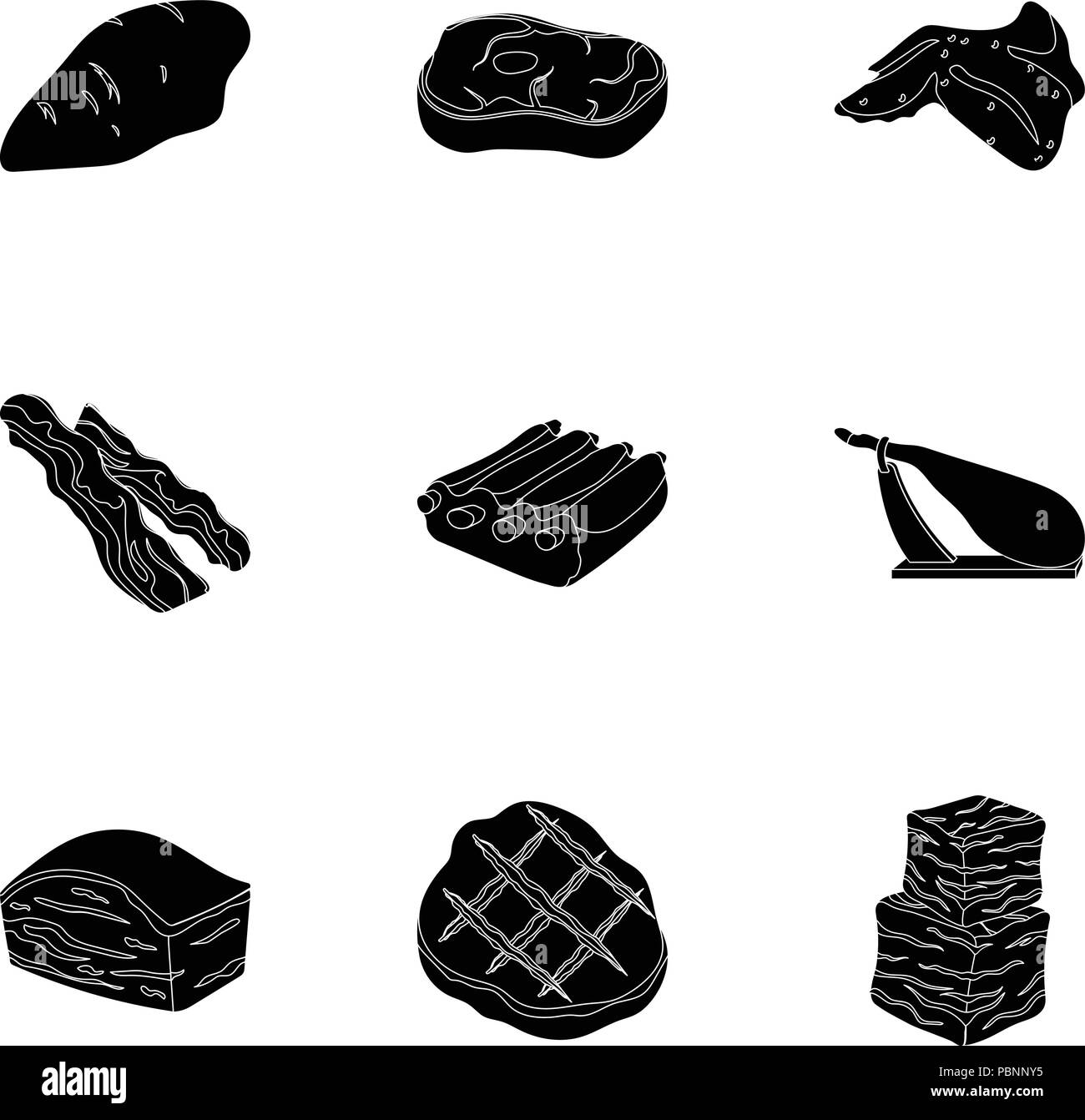 Meats set icons in black style. Big collection of meats vector symbol ...