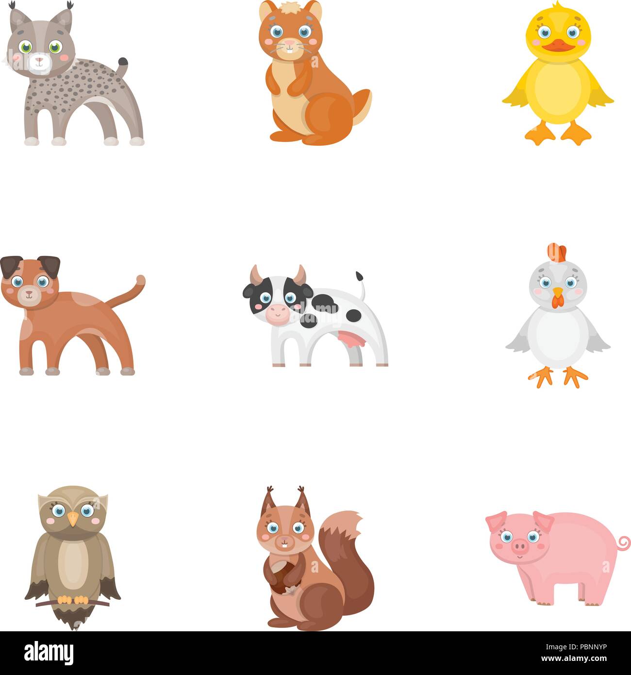 Farm, production, zoo and other icon in cartoon style. Animals, nature ...
