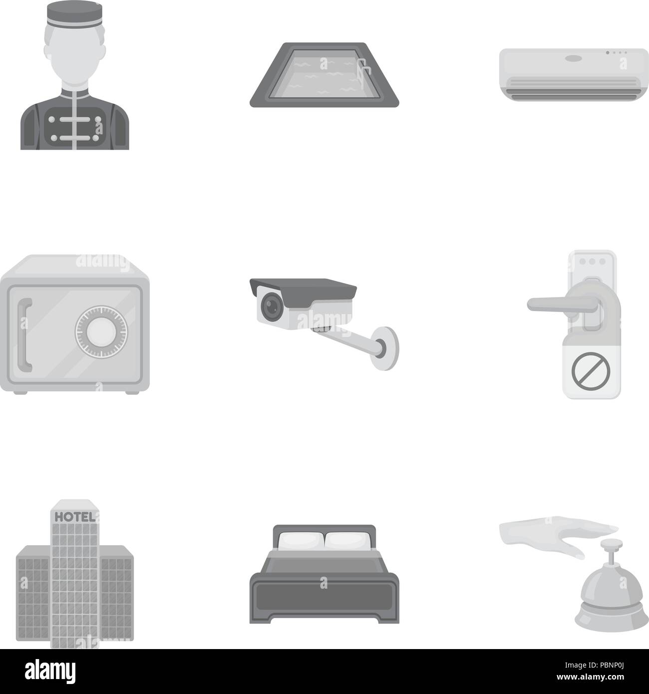 Hotel set icons in monochrome style. Big collection of hotel vector ...