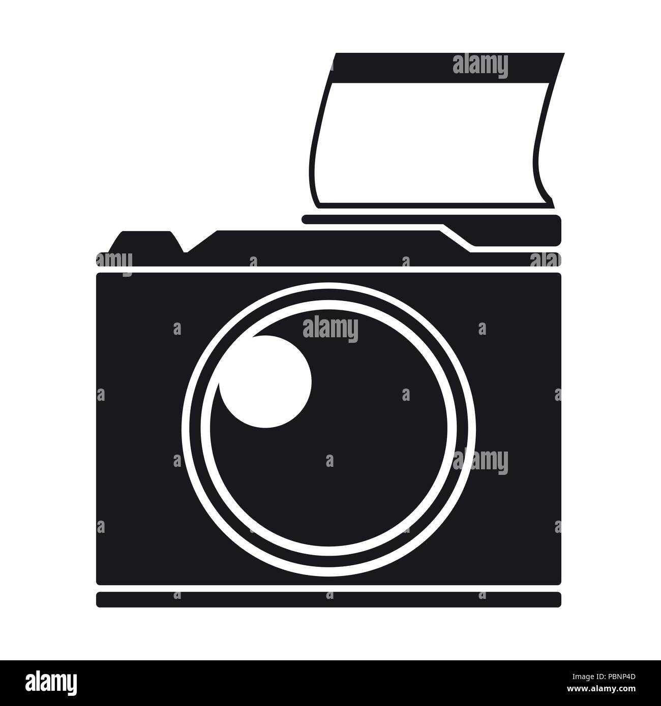 Photocamera icon in black design isolated on white background. Picnic ...