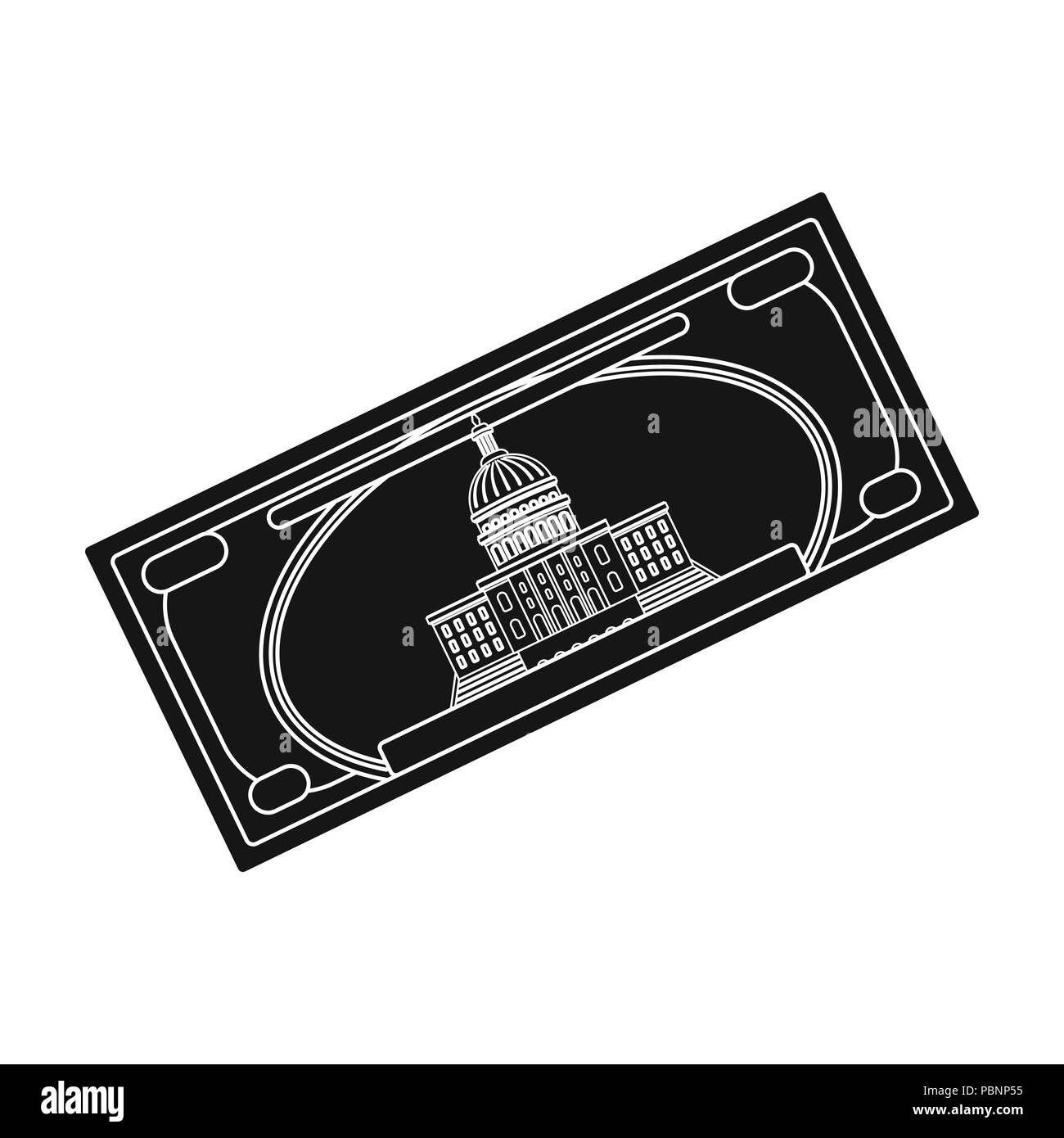 Dollar bill icon in black style isolated on white background. USA ...