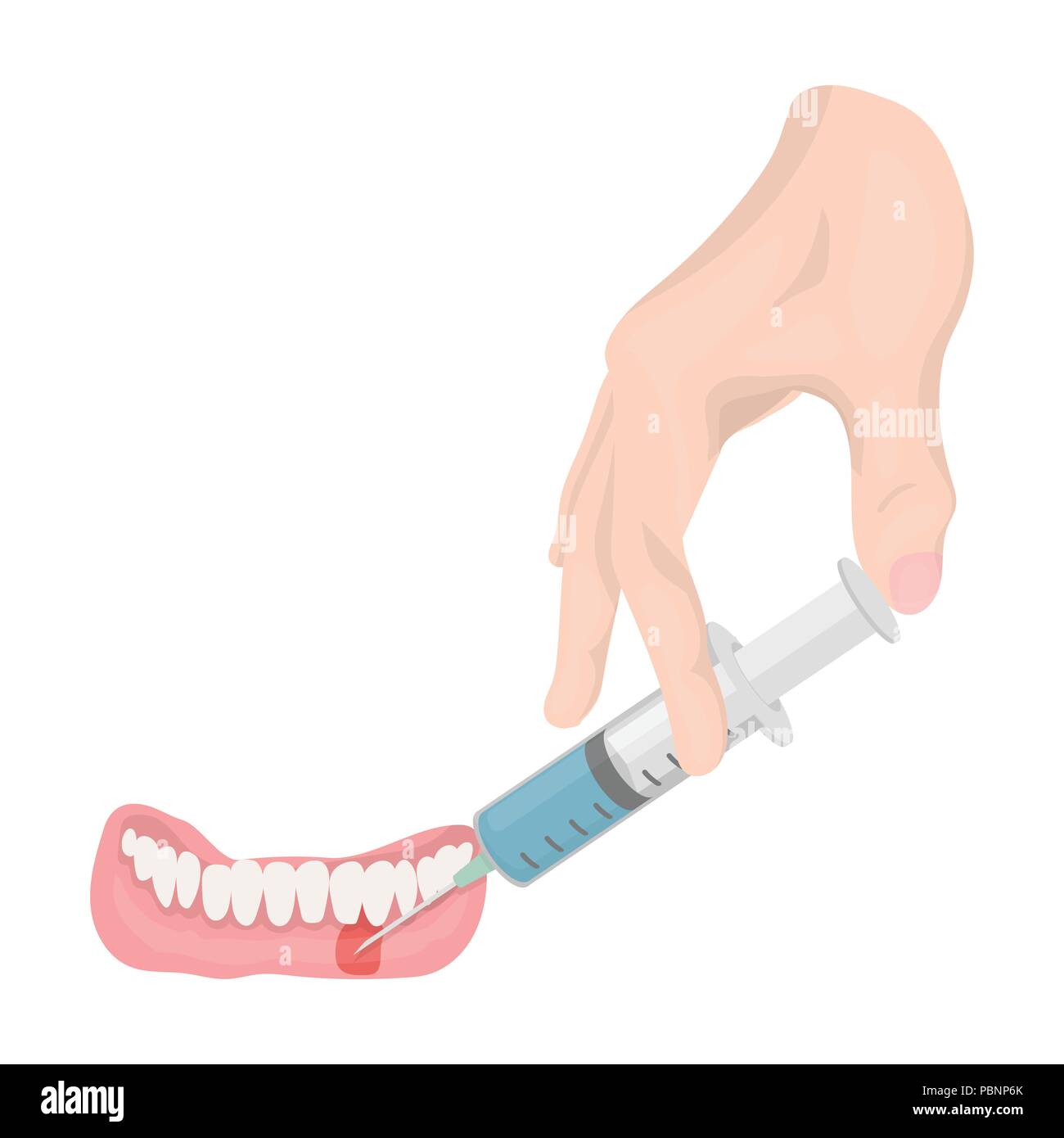 An anesthetic injection in the gum. Stomatology single icon in cartoon ...