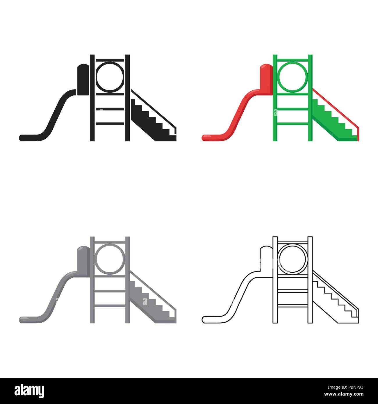 Playground slide icon in cartoon style isolated on white background ...