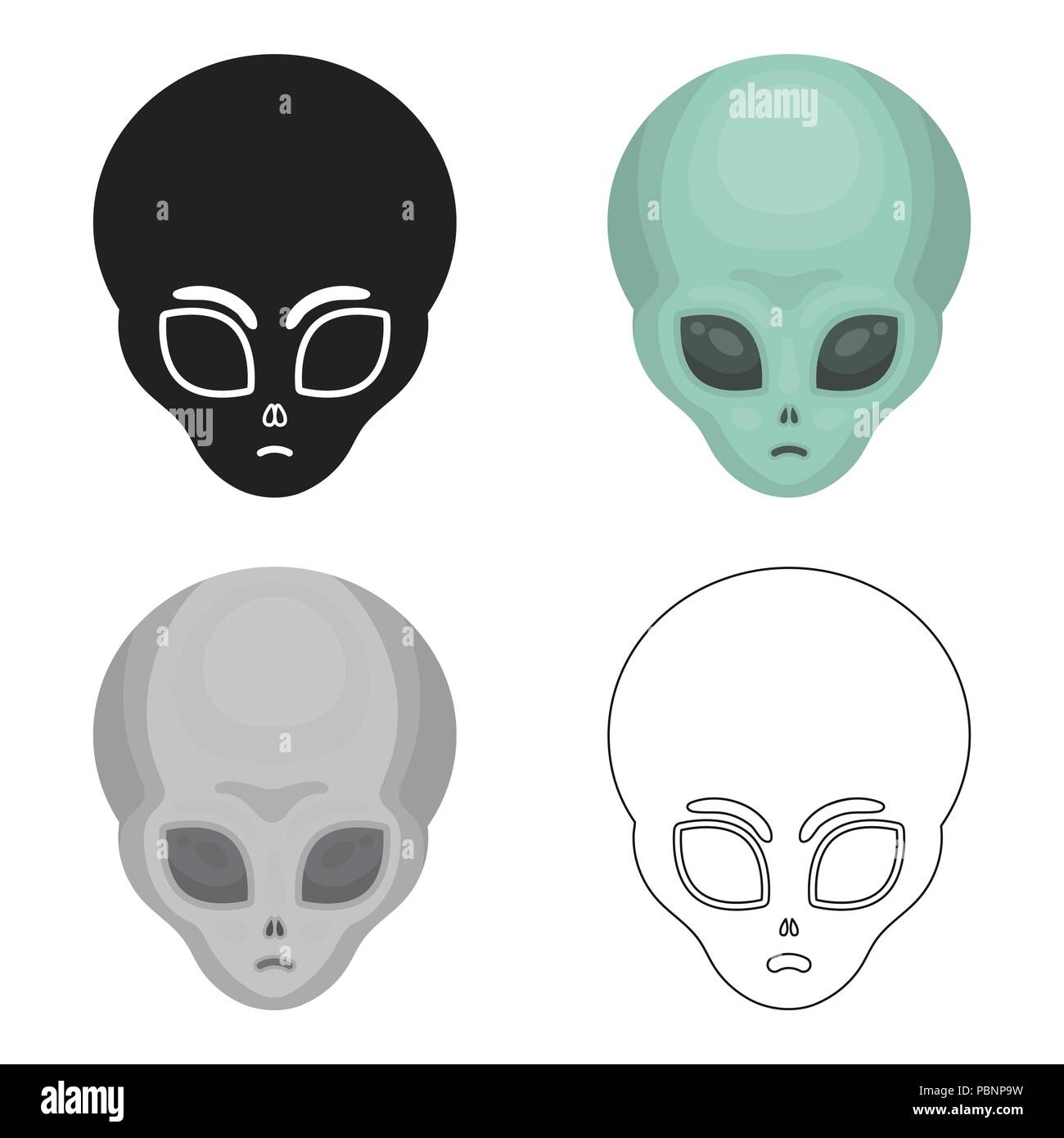 Alien icon in cartoon style isolated on white background. Space symbol ...
