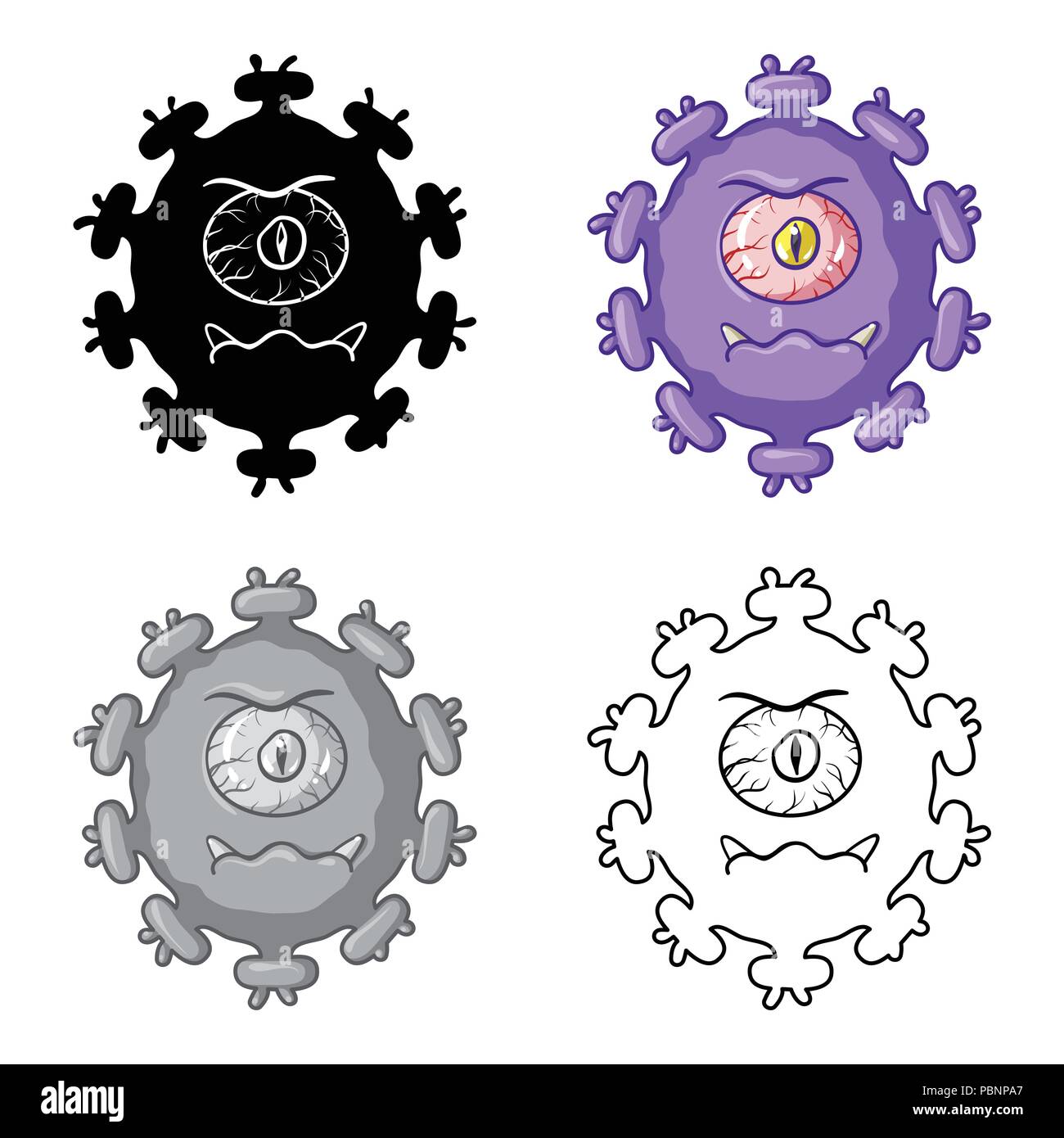 Purple virus icon in cartoon design isolated on white background ...