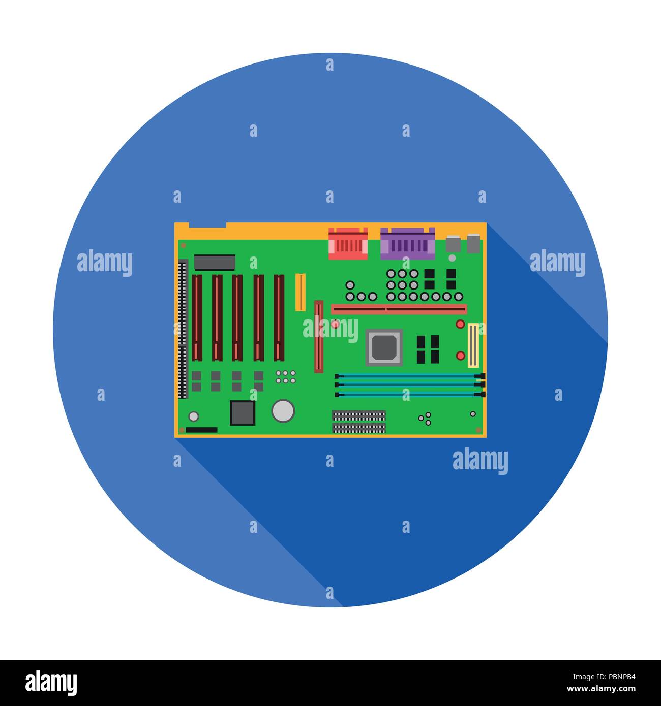 Motherboard icon in flat style isolated on white background. Personal ...