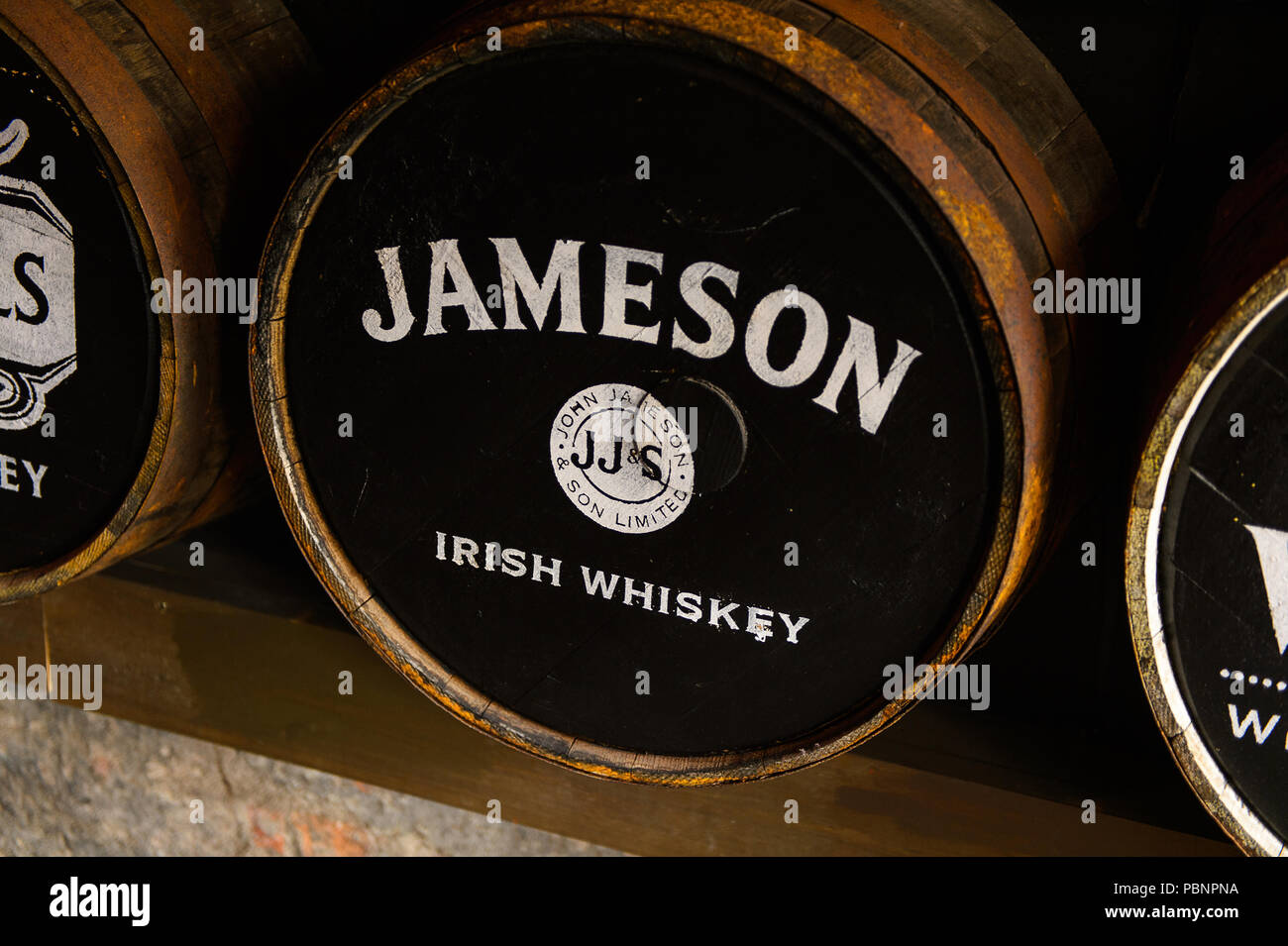DUBLIN, IRELAND - JULY 12, 2016: Jameson in the Irish whiskey museum in ...