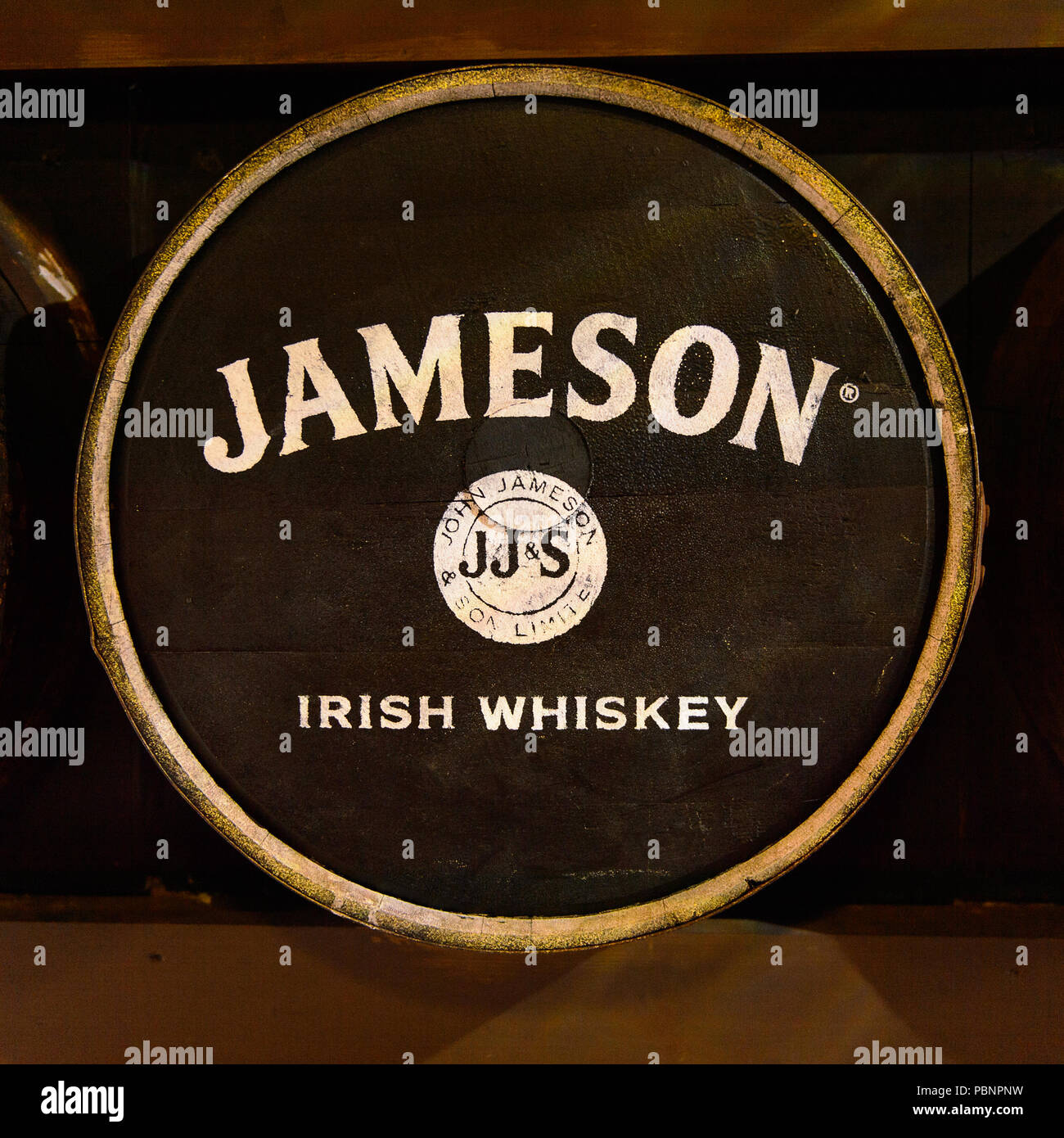DUBLIN, IRELAND - JULY 12, 2016: Jameson in the Irish whiskey museum in ...