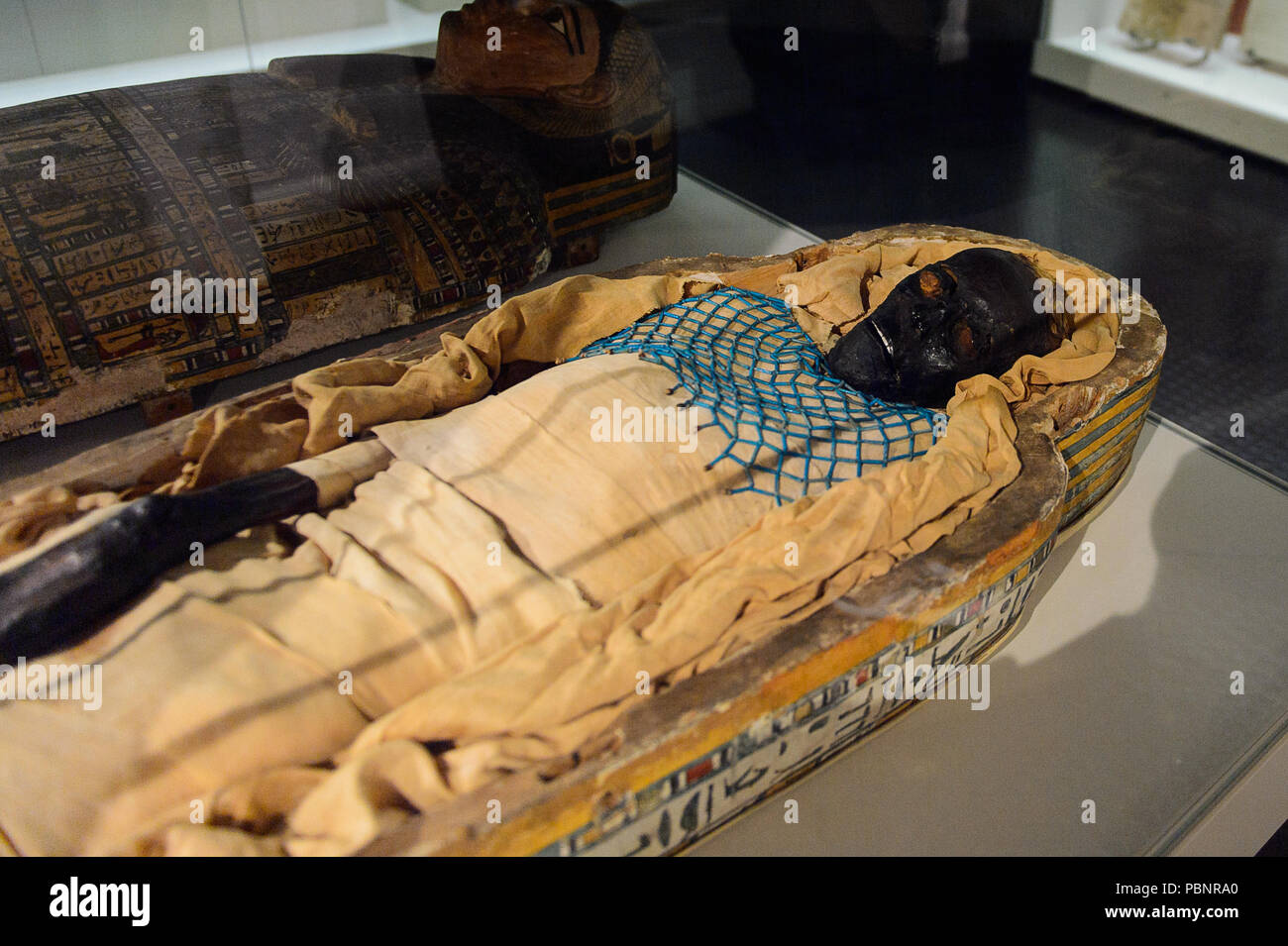 BELFAST, NI - JULY 15, 2016: Old mummy in the Ulster Museum, Belfast ...