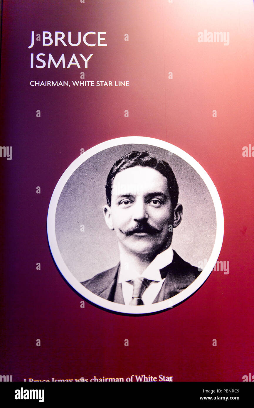 BELFAST, NI - JULY 14, 2016: Bruce Ismay, Titanic Belfast, visitor ...
