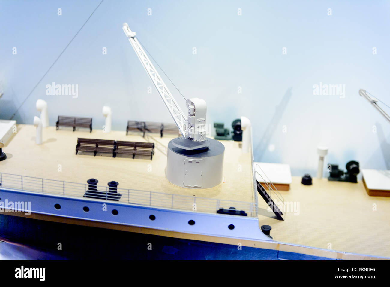 BELFAST, NI - JULY 14, 2016: Close view of the model of Titanic in the ...