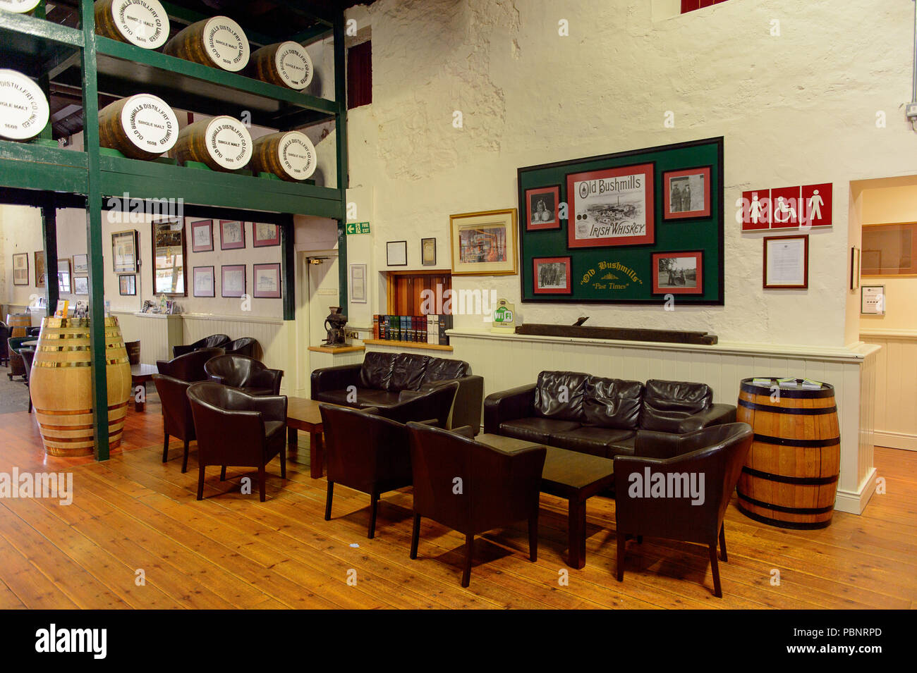 BUSHMILLS, NI - JULY 15, 2016: Interior of the visitor centre of the ...