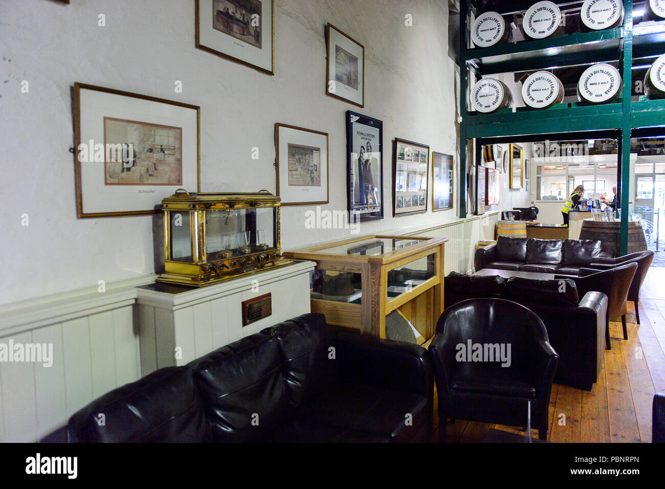 BUSHMILLS, NI - JULY 15, 2016: Interior of the visitor centre of the ...