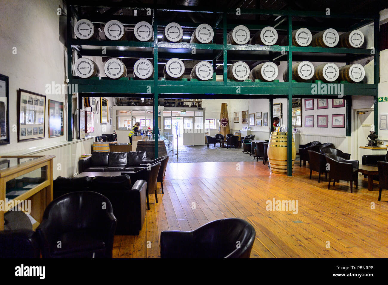 BUSHMILLS, NI - JULY 15, 2016: Interior of the visitor centre of the ...