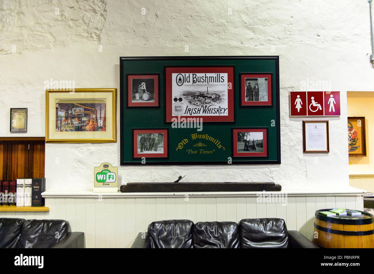 BUSHMILLS, NI - JULY 15, 2016: Interior of the visitor centre of the ...