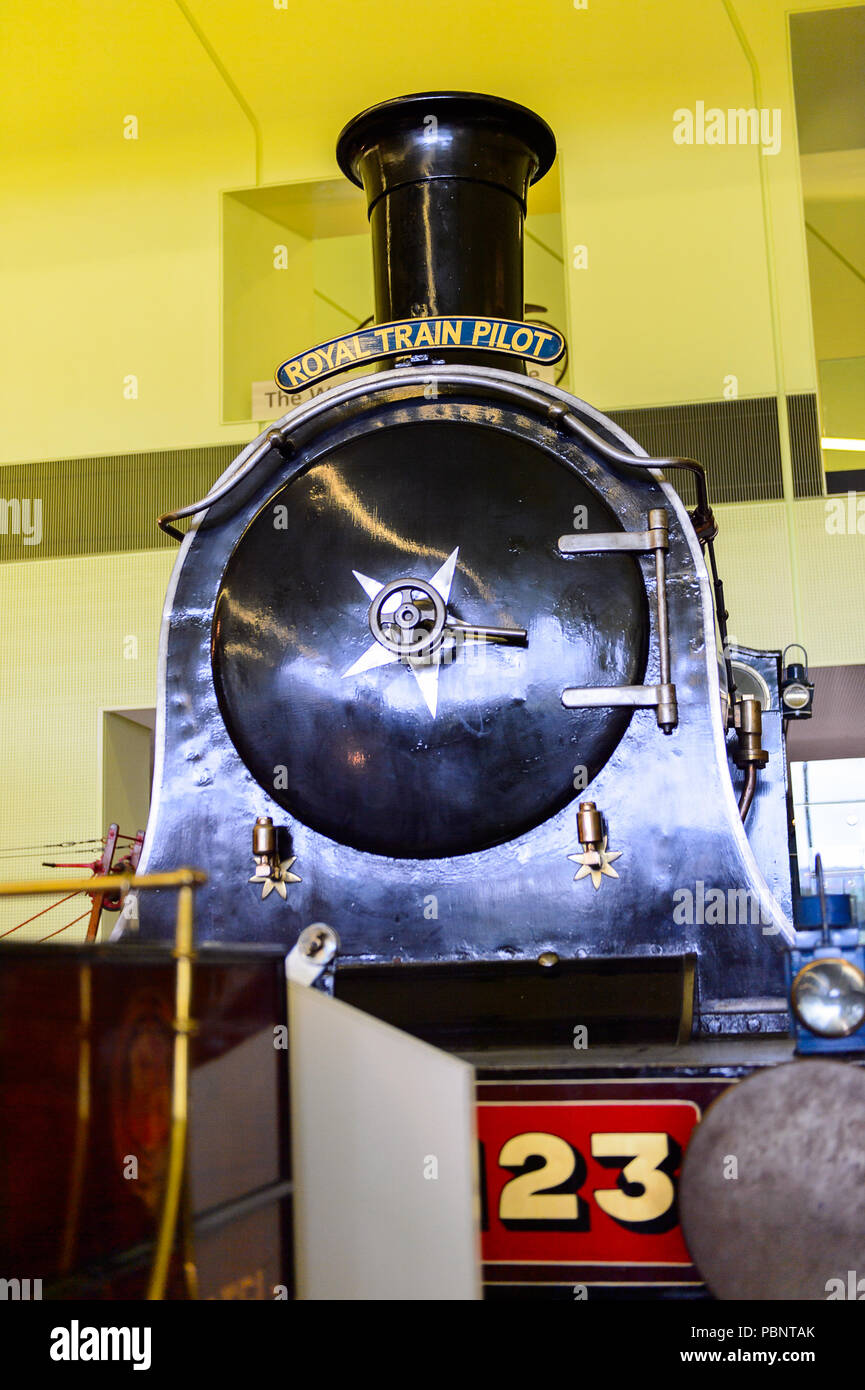 GLASGOW, SCOTLAND - JULY 16, 2016: Antique train in the Riverside ...