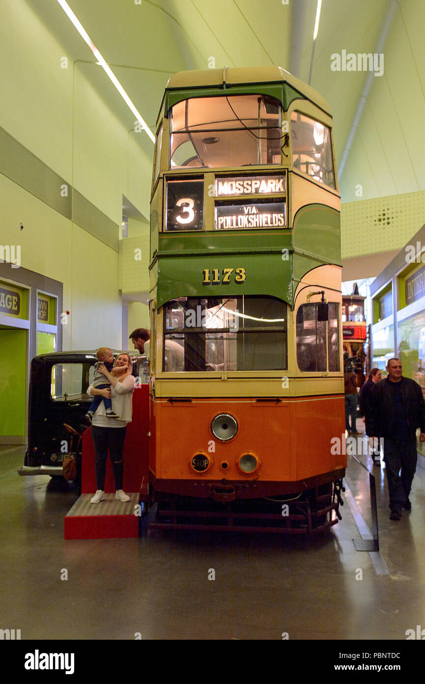 GLASGOW, SCOTLAND - JULY 16, 2016: Antique Scottish tram in the ...