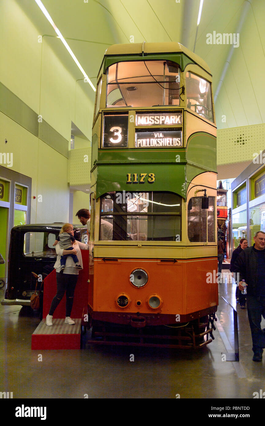 GLASGOW, SCOTLAND - JULY 16, 2016: Antique Scottish tram in the ...